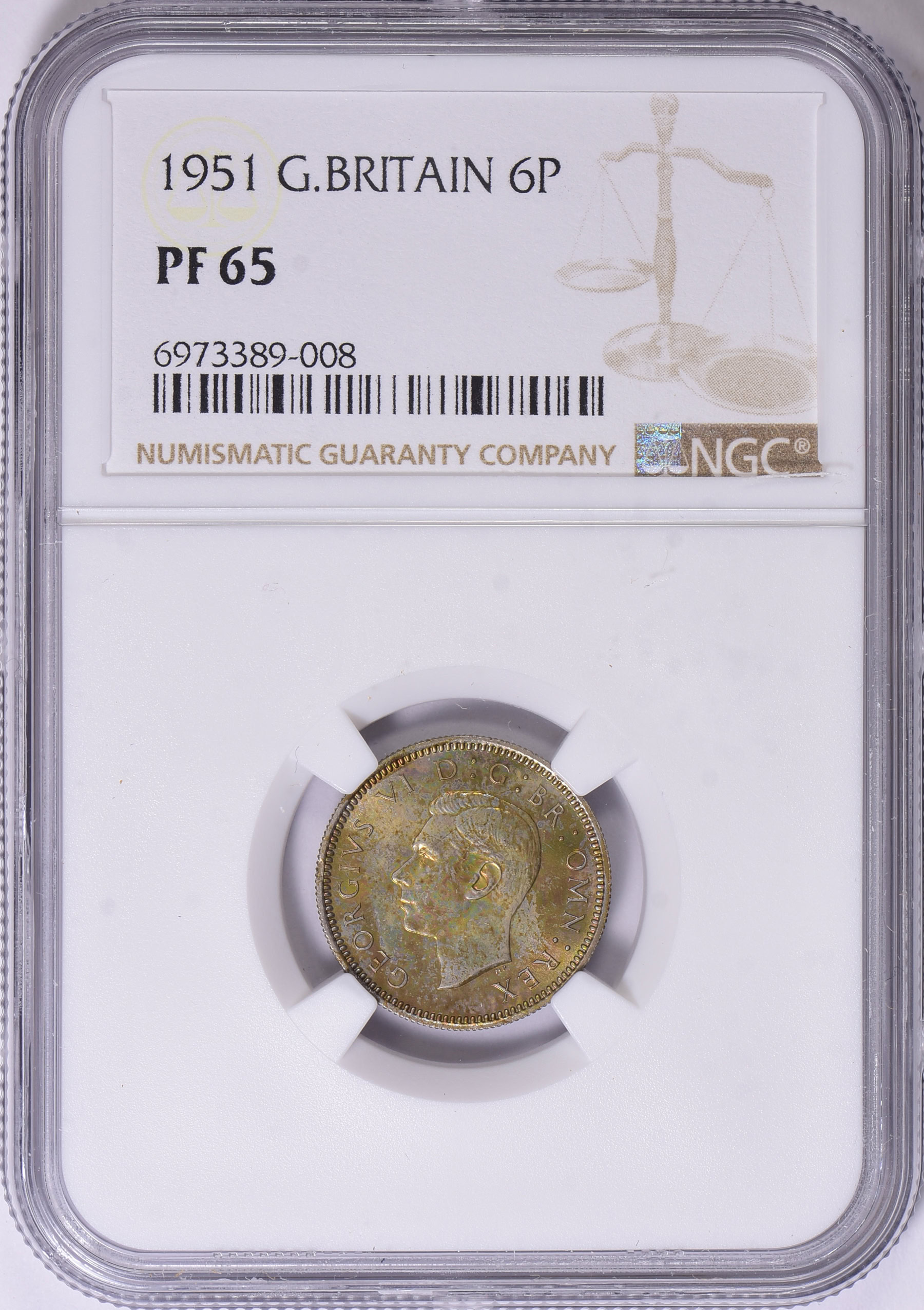 Great Britain 1951 Silver 6 Pence KM-875 NGC Proof-65 (Toned) (Item ...