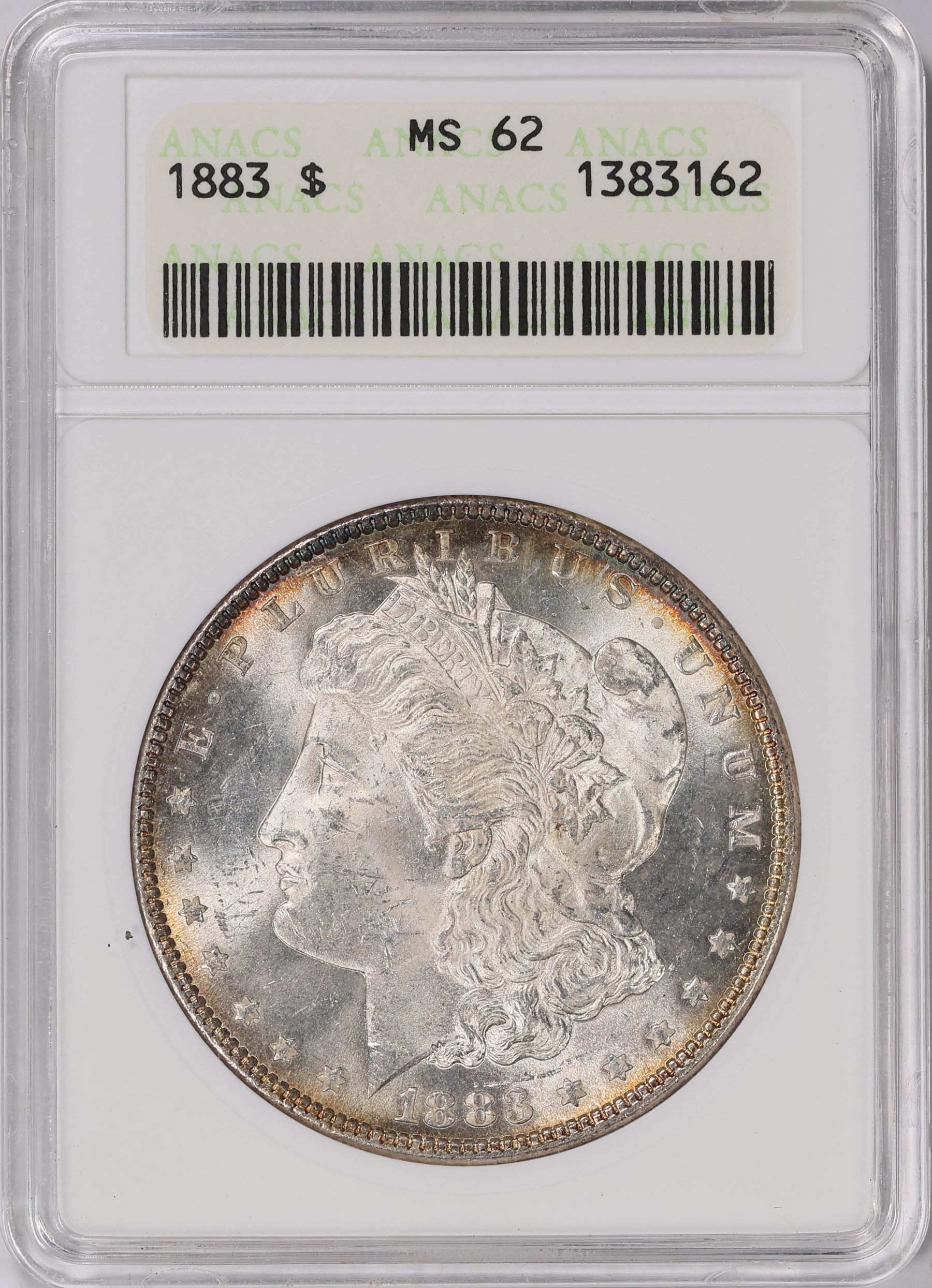 1883 Morgan Silver Dollar ANACS MS-62 OH (Toned) (Item 1700908) | GreatCollections Coin Auctions