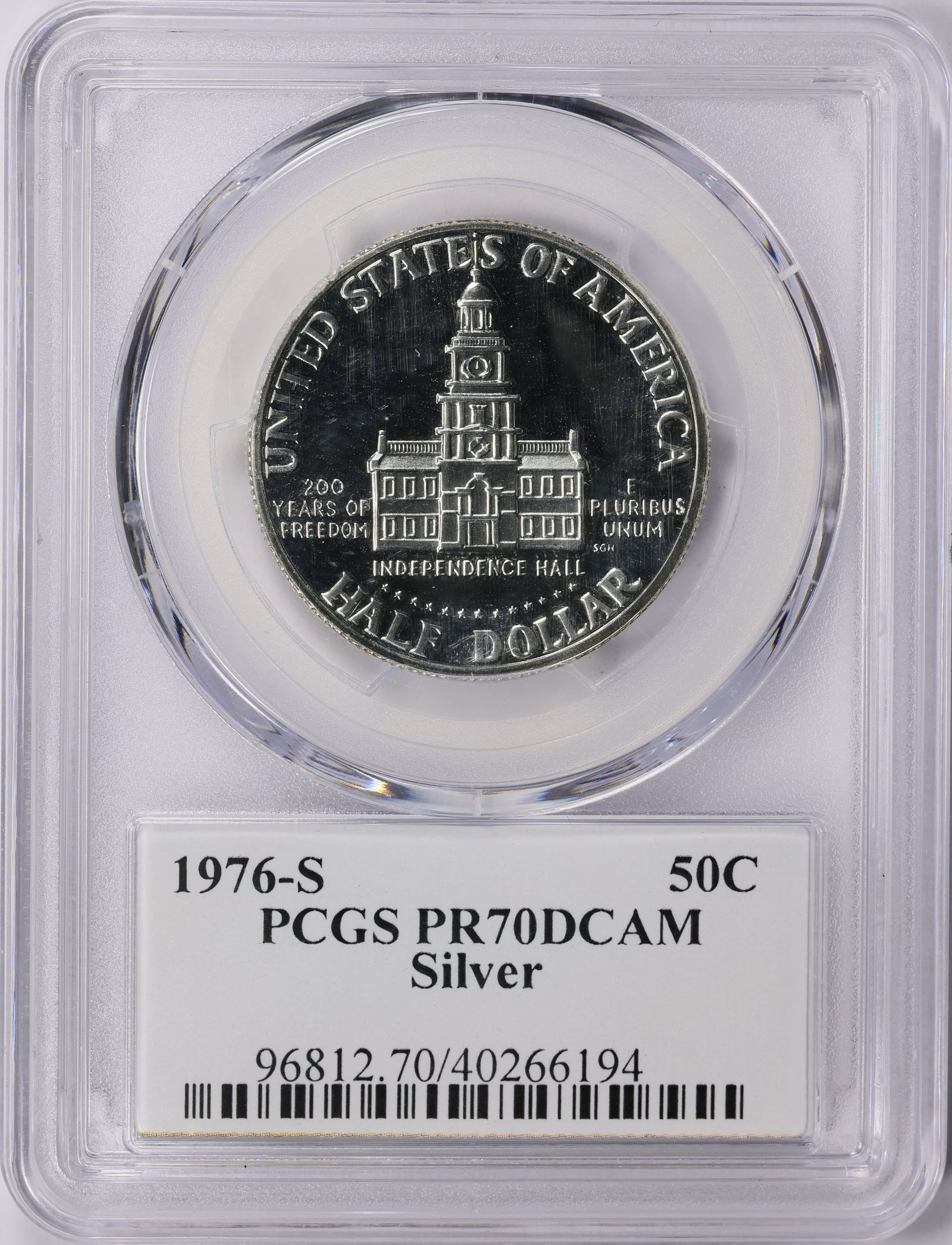 1976-S Kennedy Half Dollar Silver PCGS Proof-70 DCAM (John F. Kennedy Label) (Item 1701031 ...