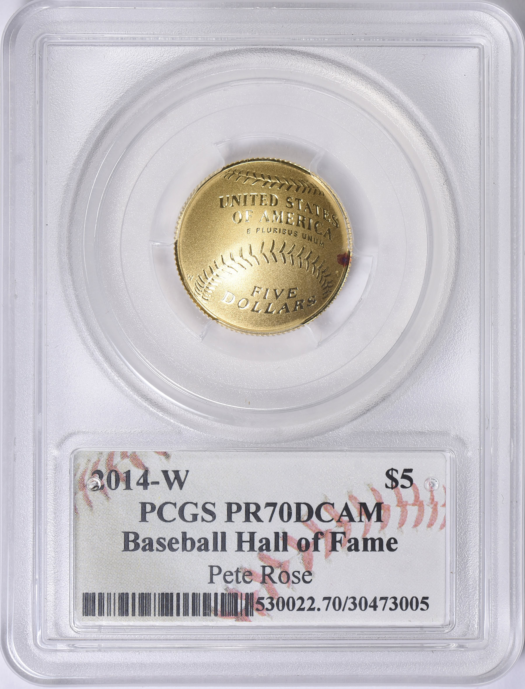 2014-W Baseball Hall of Fame Gold $5 PCGS Proof-70 DCAM (Pete Rose ...
