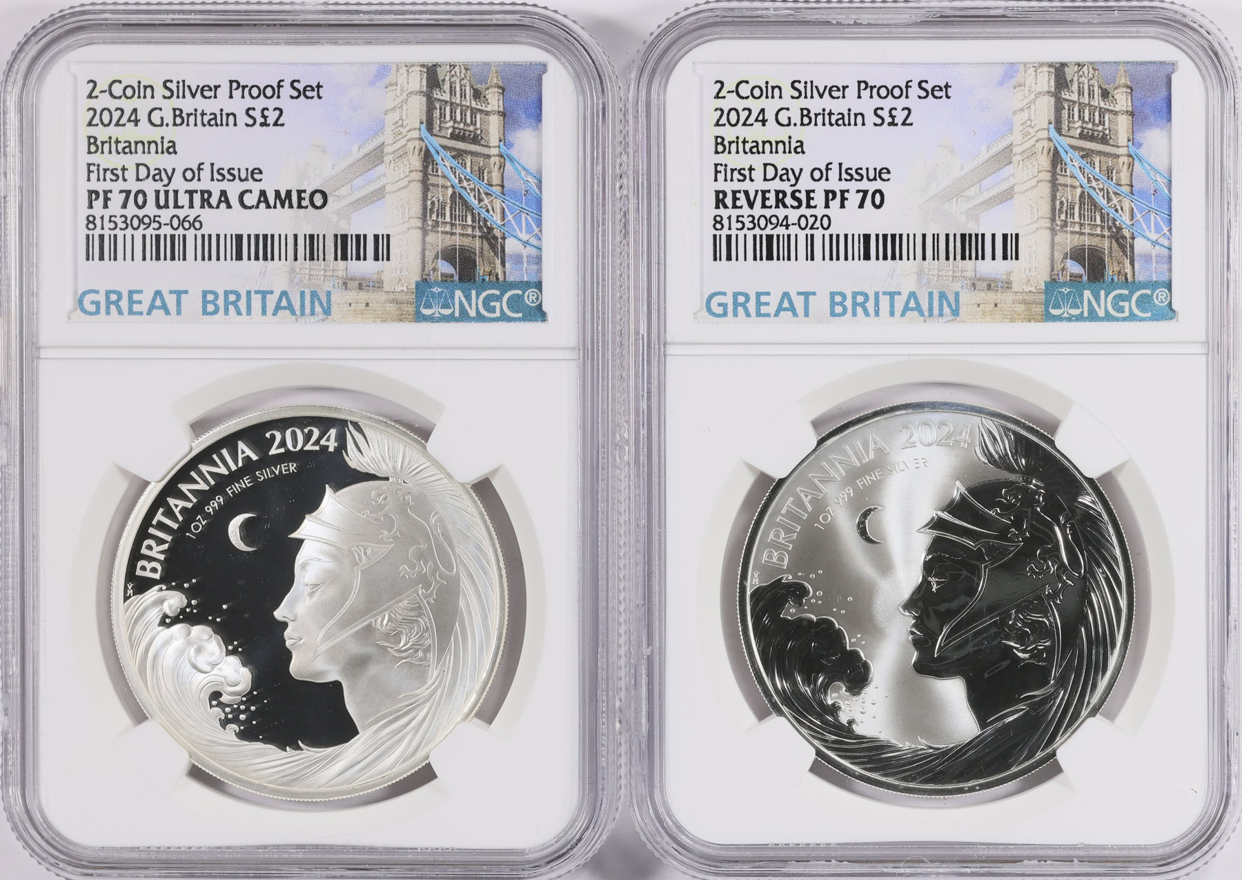 Great Britain 2024 Silver £2 Britannia Proof and Reverse Proof Set ...