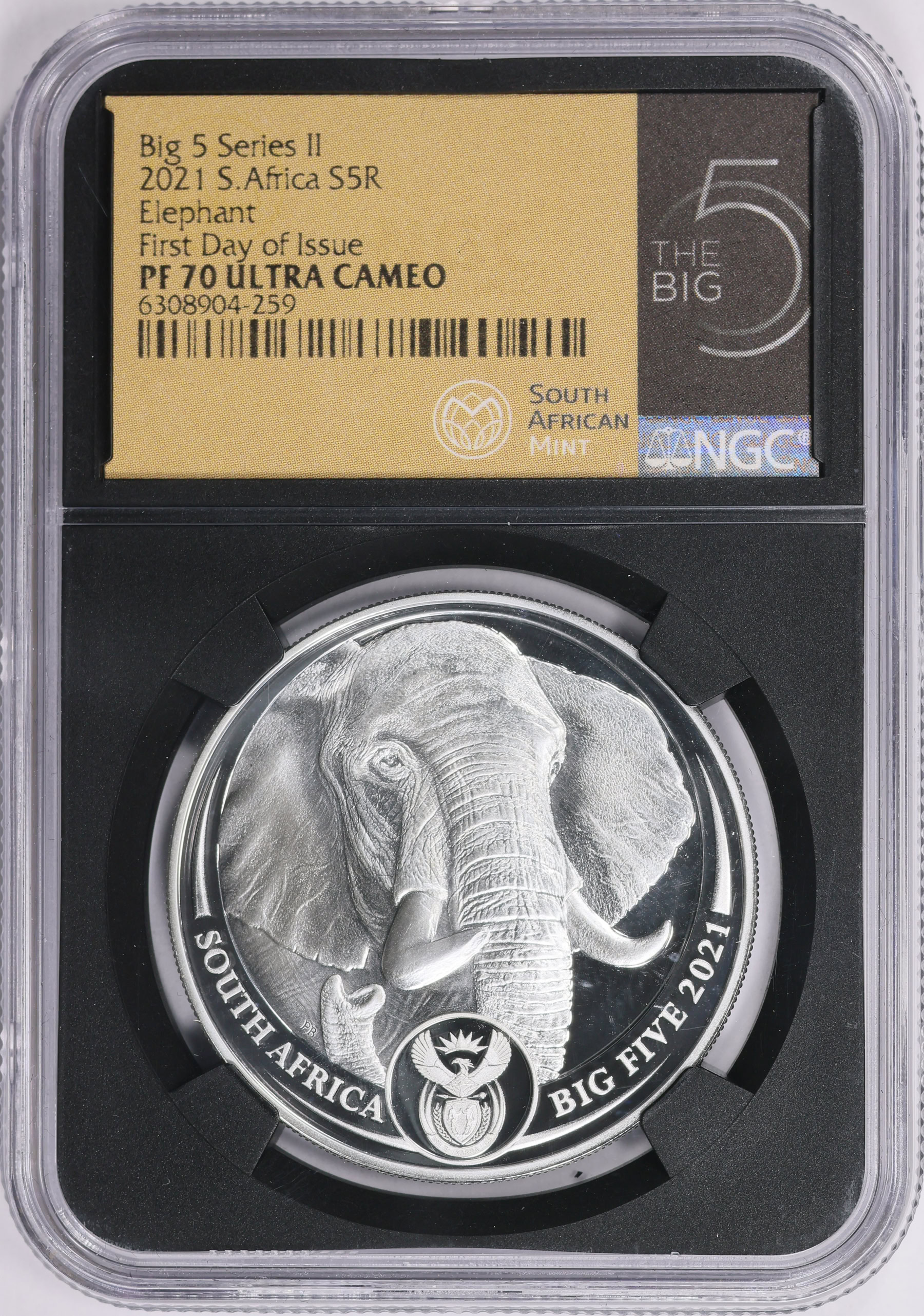 South Africa 2021 Silver 5 Rand Big Five African Elephant KM-746 First ...