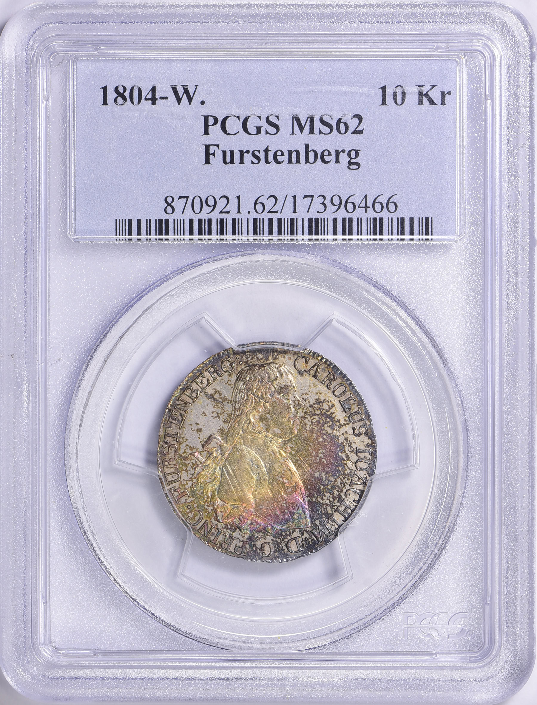 Germany - Furstenberg-Stuhlingen 1804-W. Silver 10 Kreuzer KM-38 PCGS ...