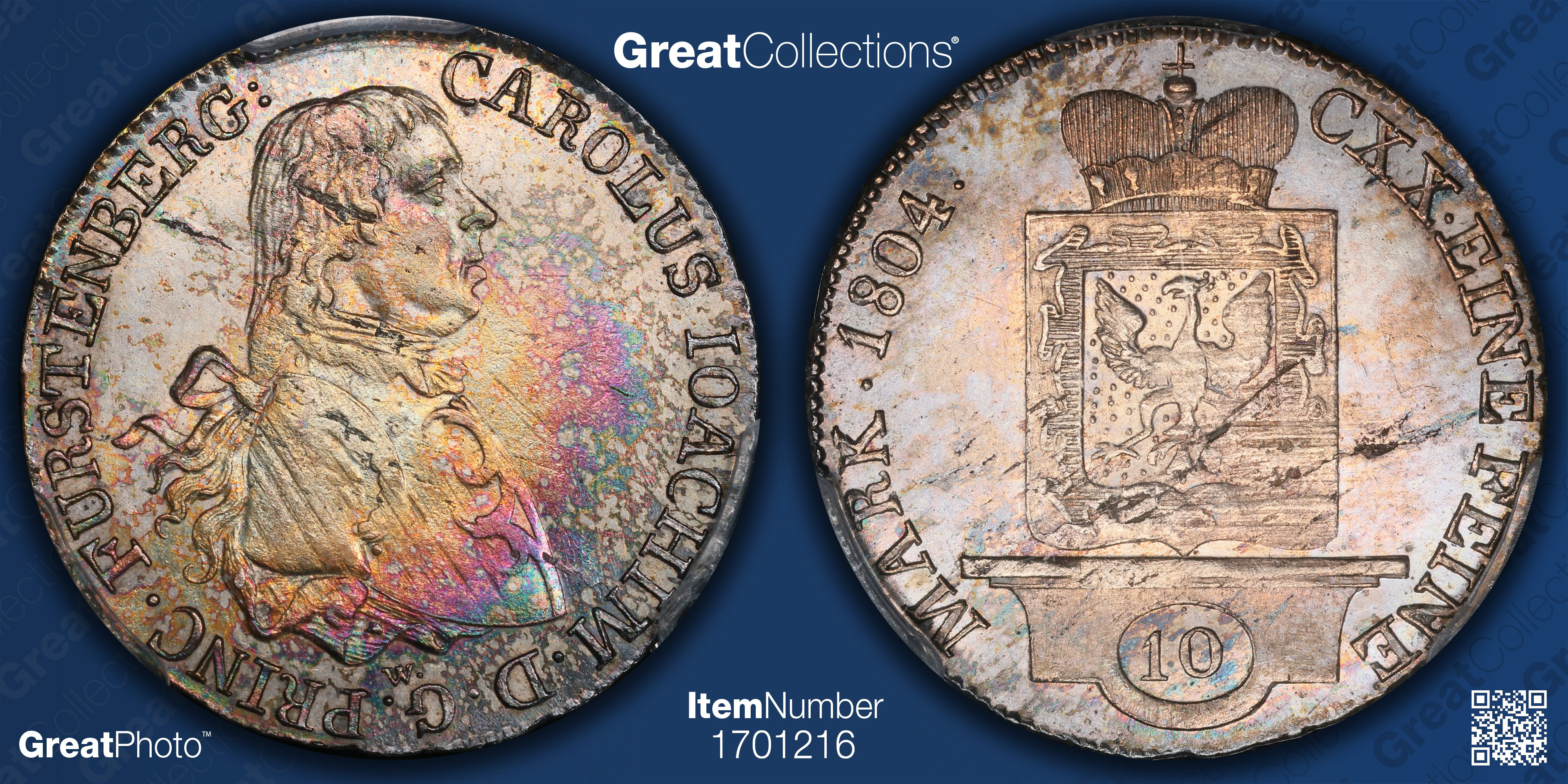 Germany - Furstenberg-Stuhlingen 1804-W. Silver 10 Kreuzer KM-38 PCGS ...