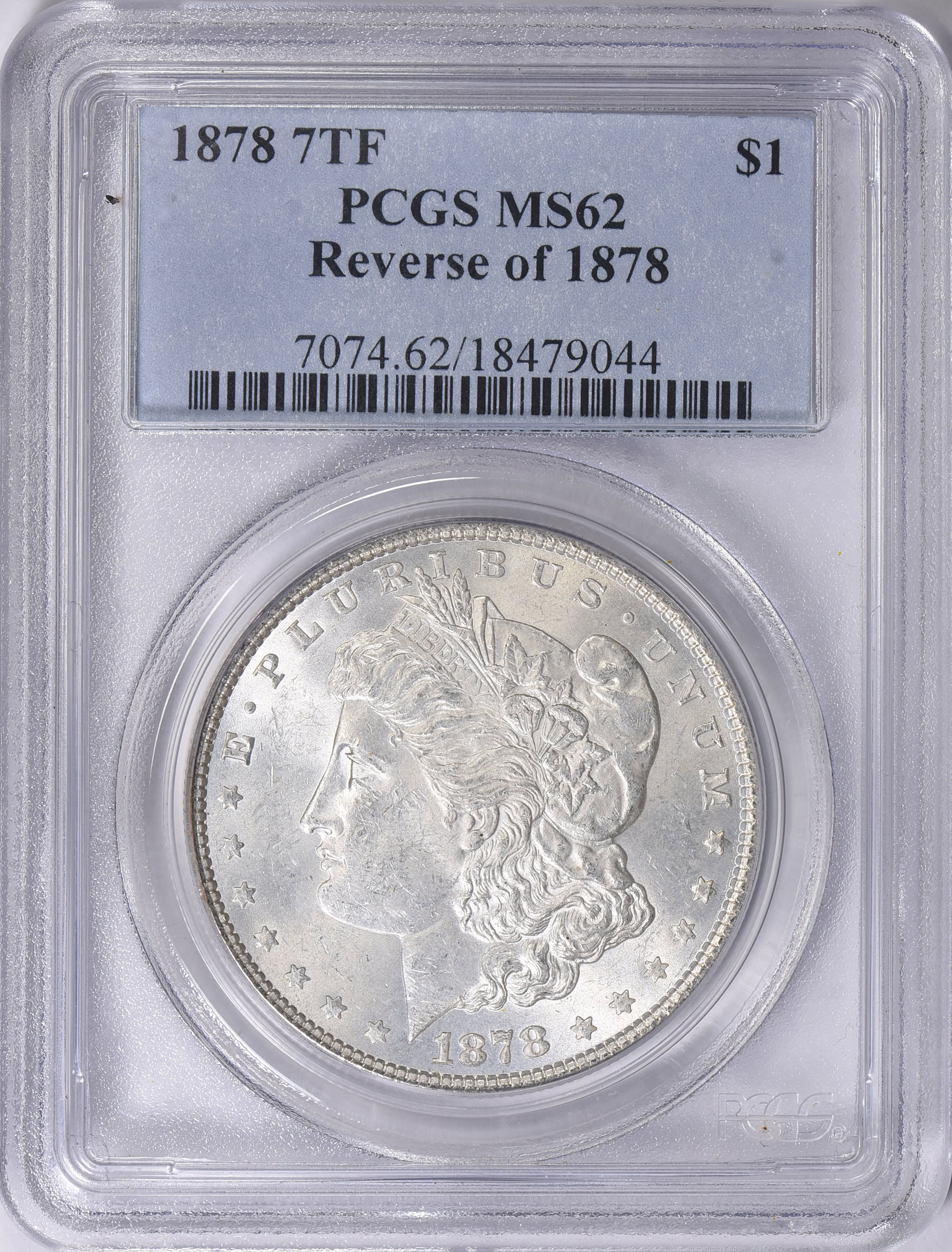 1878 Morgan Silver Dollar 7 Tailfeathers, Reverse of 1878 PCGS MS-62 (Item 1701247 ...