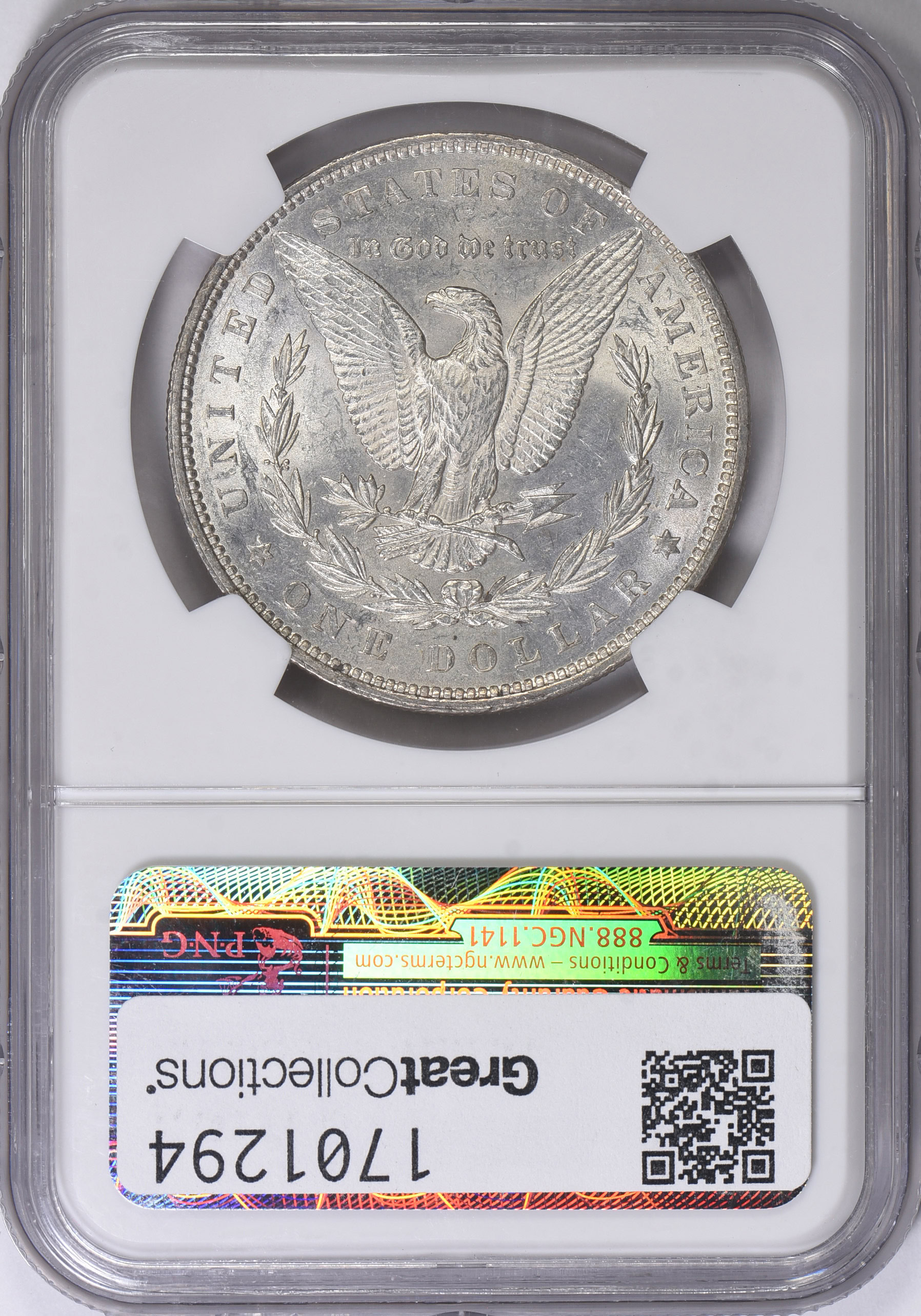1878 Morgan Silver Dollar 7 Tailfeathers, Reverse of 1879 NGC MS-62 ...