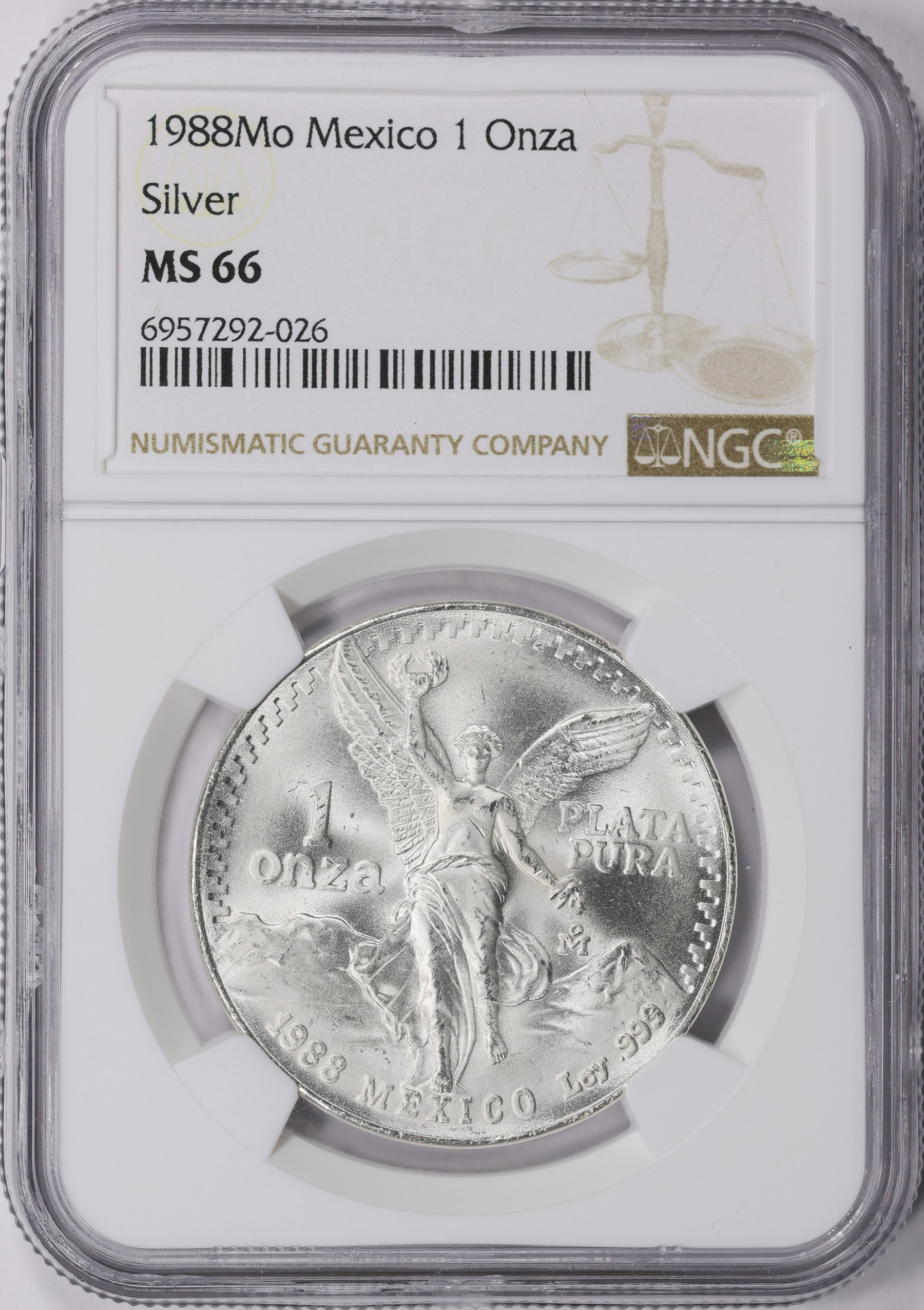 Mexico 1988-Mo Silver Onza Libertad KM-494.1 NGC MS-66 (Item 1701365) | GreatCollections Coin ...