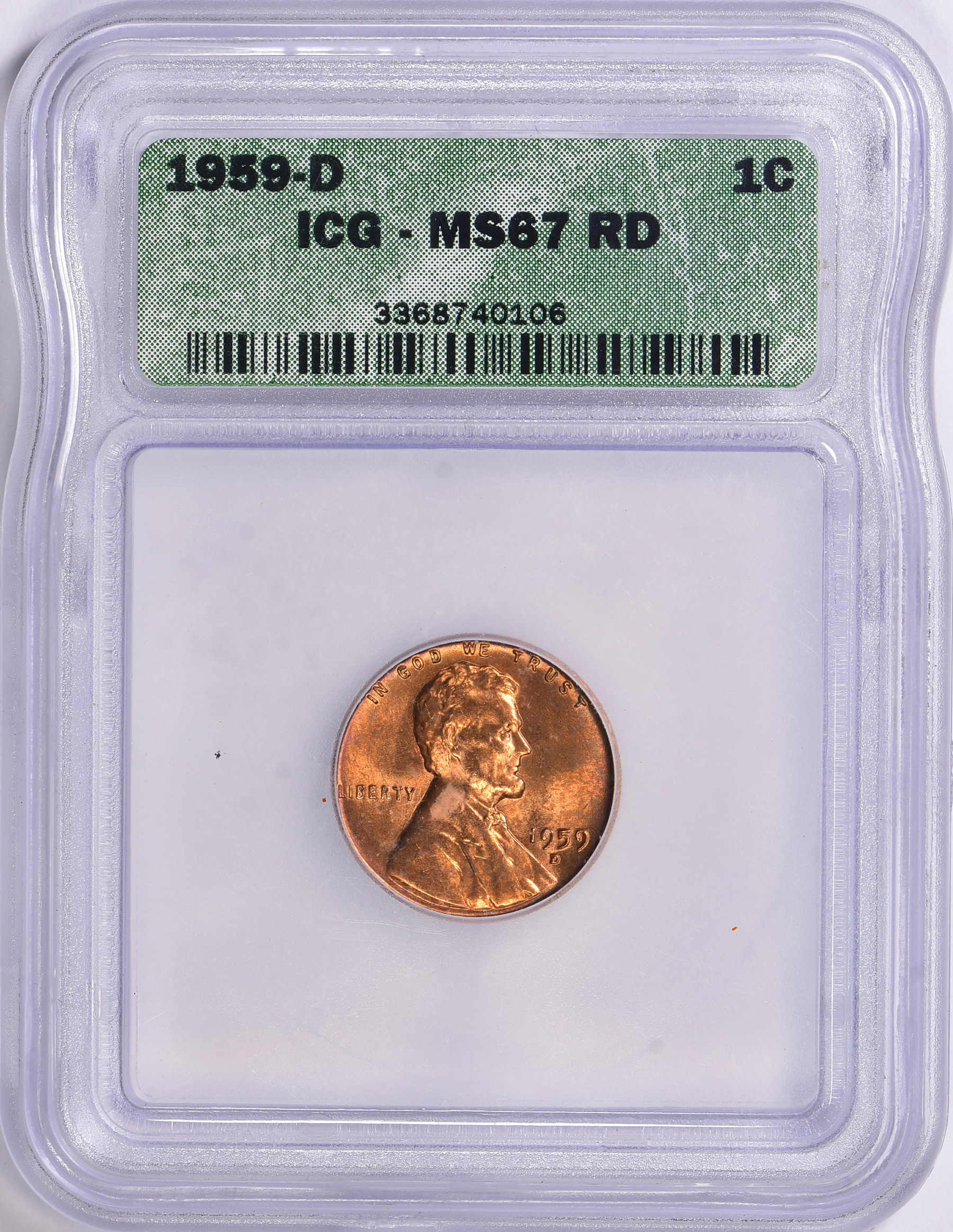 1959-D Lincoln Cent ICG MS-67 RD (Item 1701398) | GreatCollections Coin Auctions