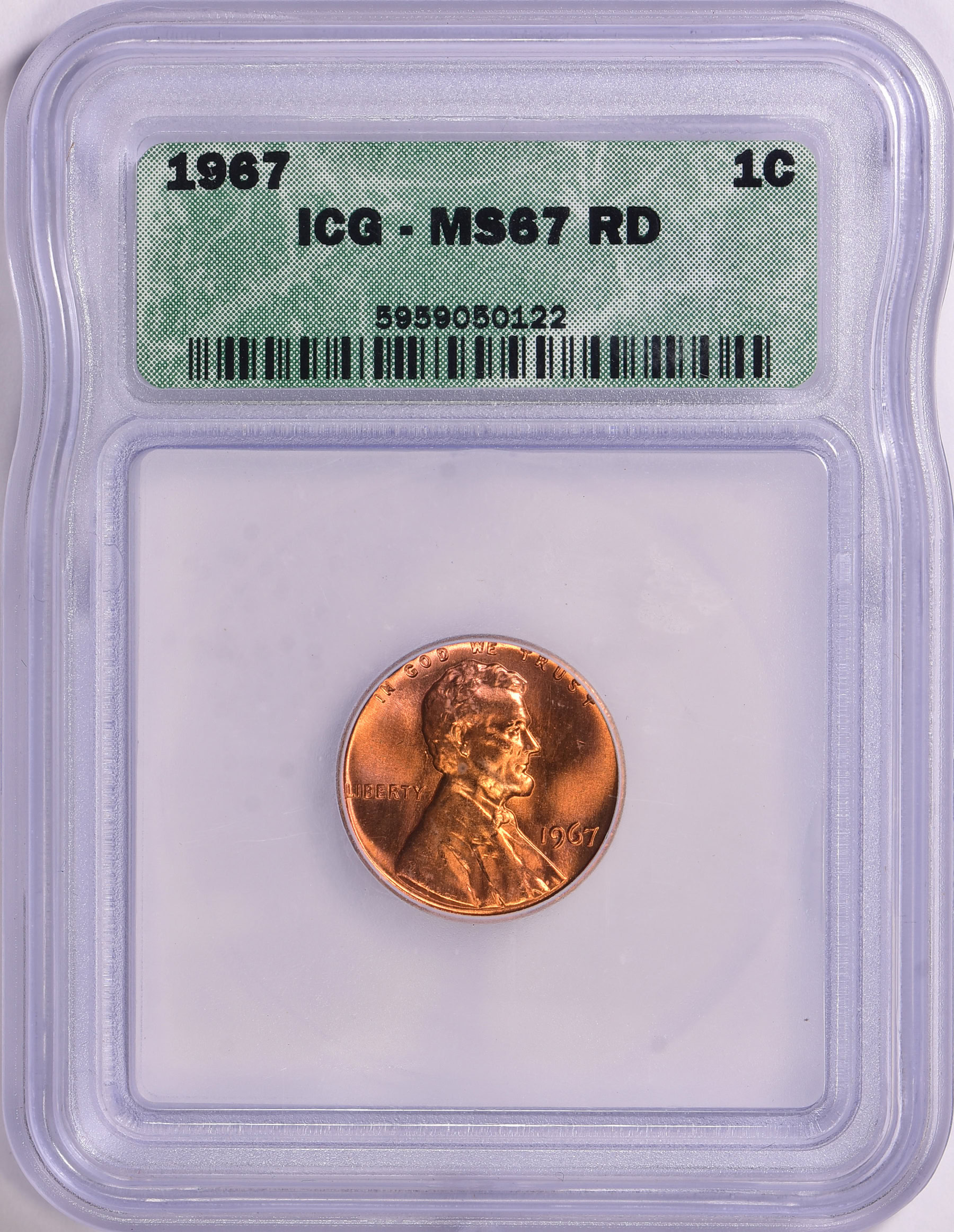 1967 Lincoln Cent ICG MS-67 RD (Item 1701407) | GreatCollections Coin ...