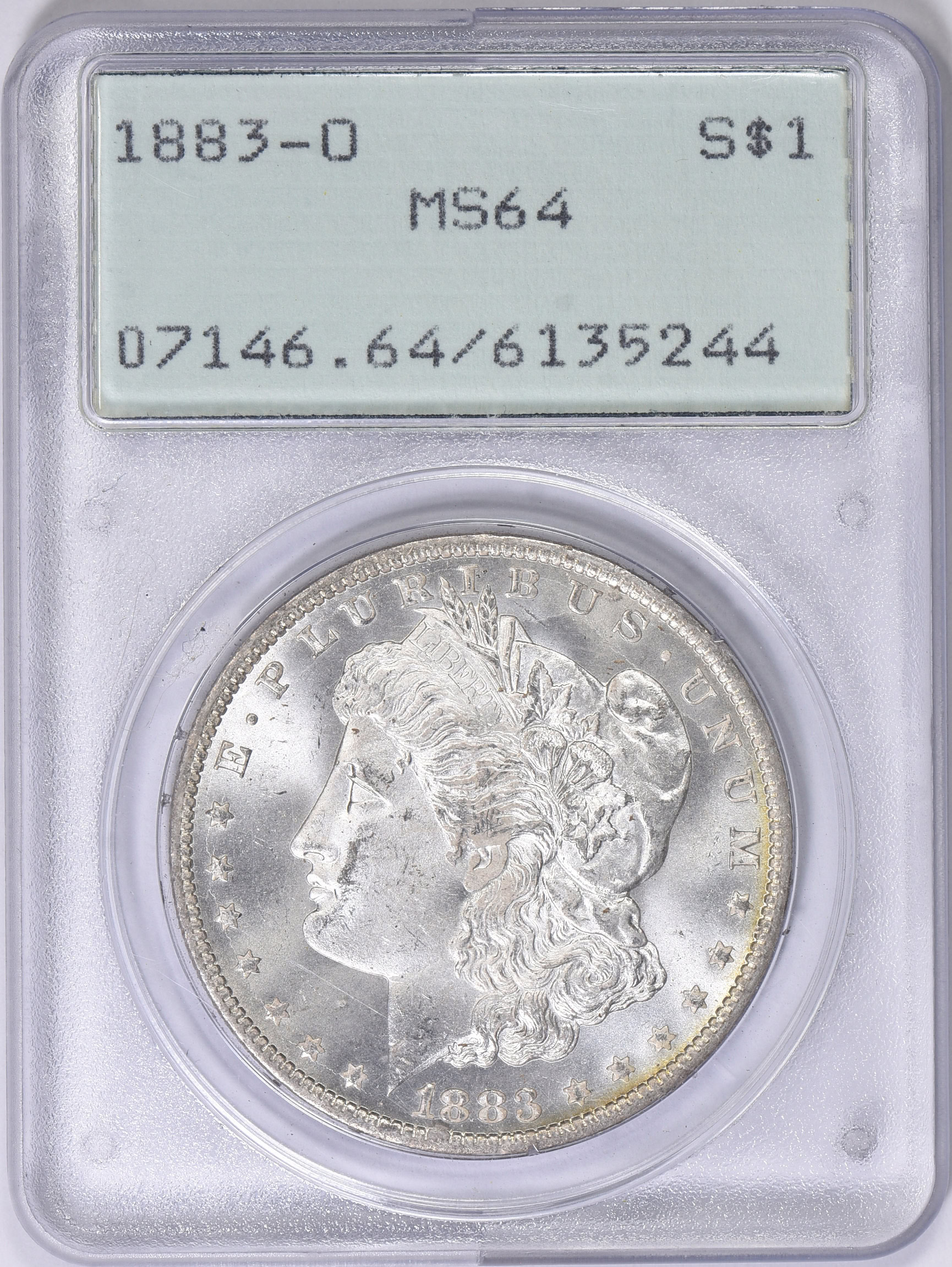 1883-O Morgan Silver Dollar PCGS MS-64 OGH (1st Gen) (Item 1701419) | GreatCollections Coin Auctions