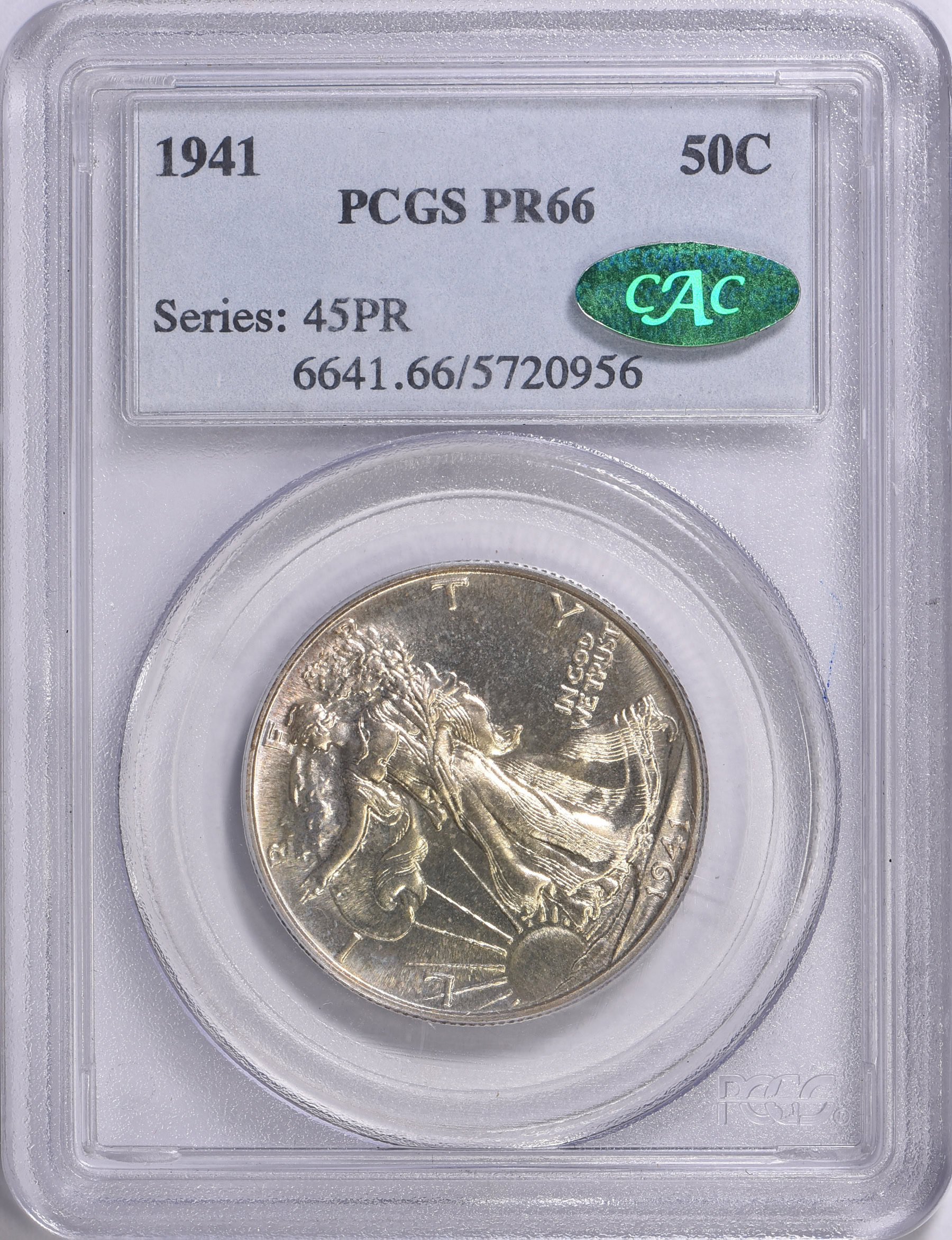 1941 Walking Liberty Half Dollar PCGS Proof-66 (CAC Green) (Item 1701481) | GreatCollections ...
