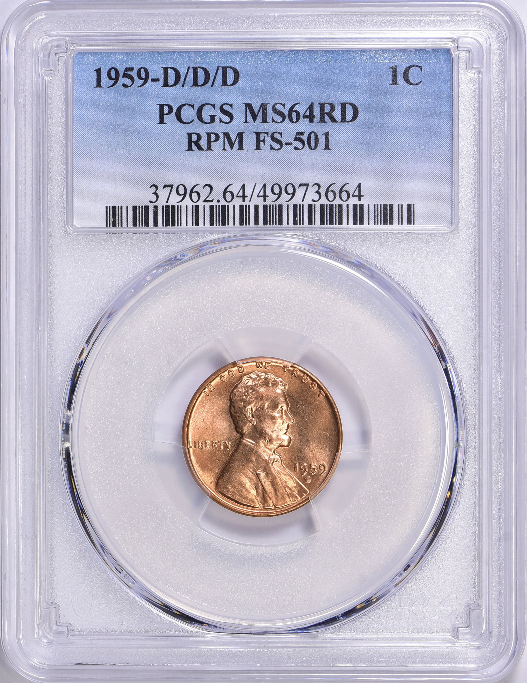 1959-D/D/D Lincoln Cent Repunched Mintmark FS-501 PCGS MS-64 RD (Item 1701496 ...