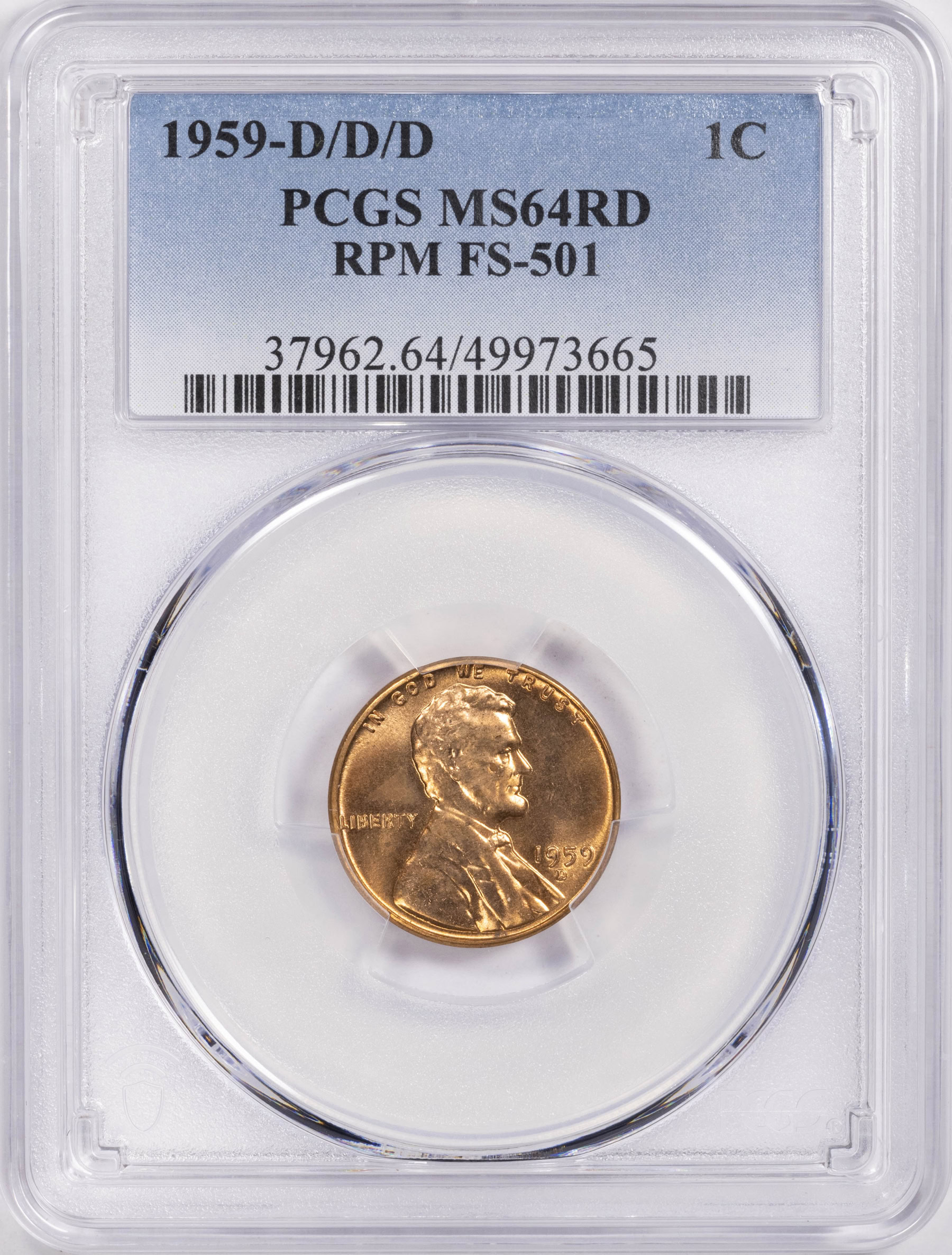 1959-D/D/D Lincoln Cent Repunched Mintmark FS-501 PCGS MS-64 RD (Item 1701497 ...