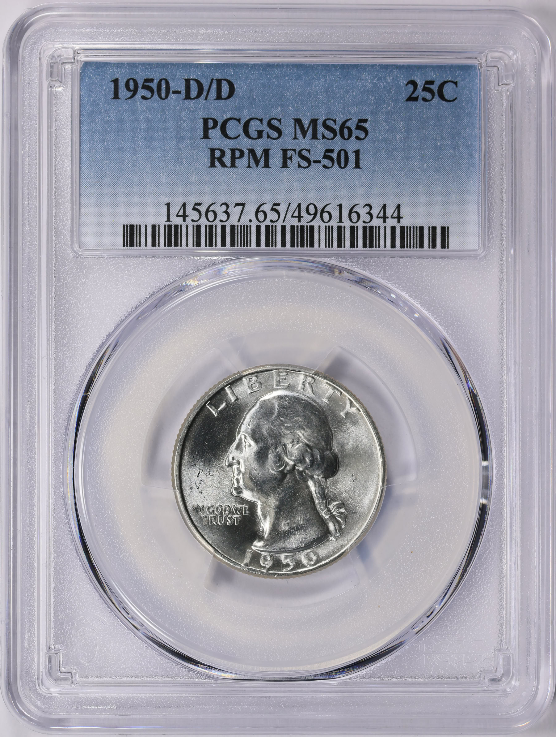 1950-D/D Washington Quarter Repunched Mintmark FS-501 PCGS MS-65 (Item 1701556 ...