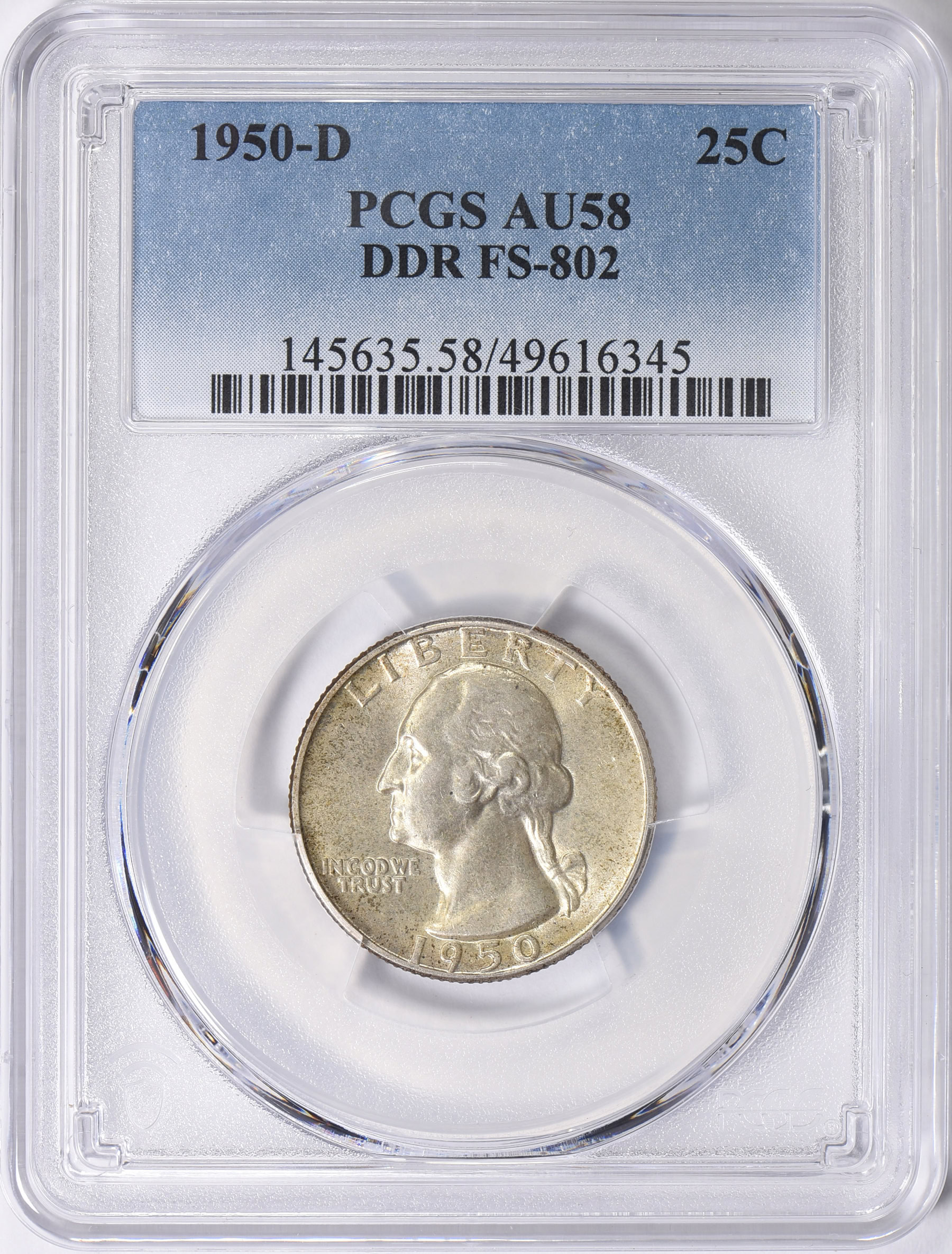 1950-D Washington Quarter Doubled Die Reverse FS-802 PCGS AU-58 (Item ...