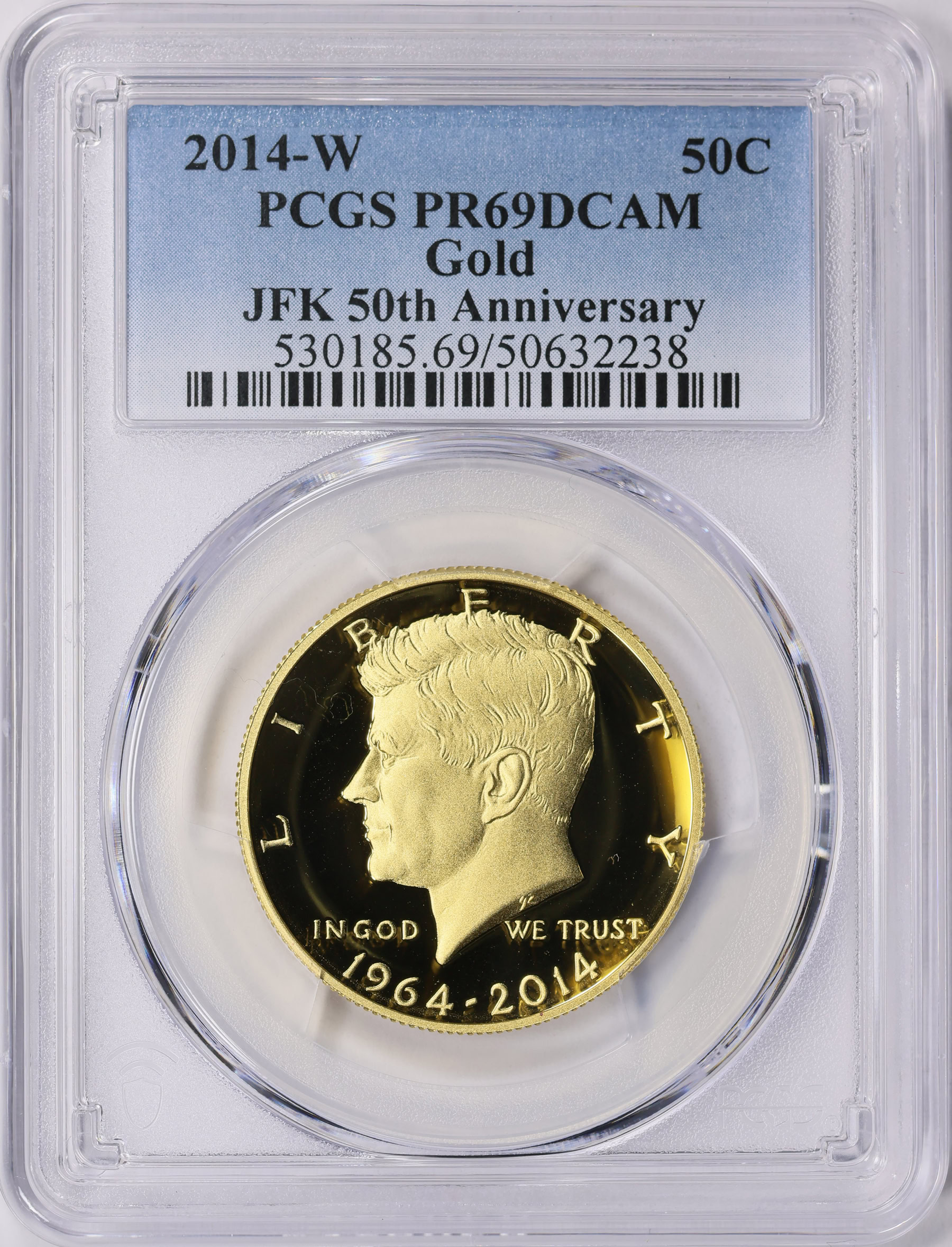 2014-W John F. Kennedy Gold Half Dollar 50th Anniversary PCGS Proof-69 ...