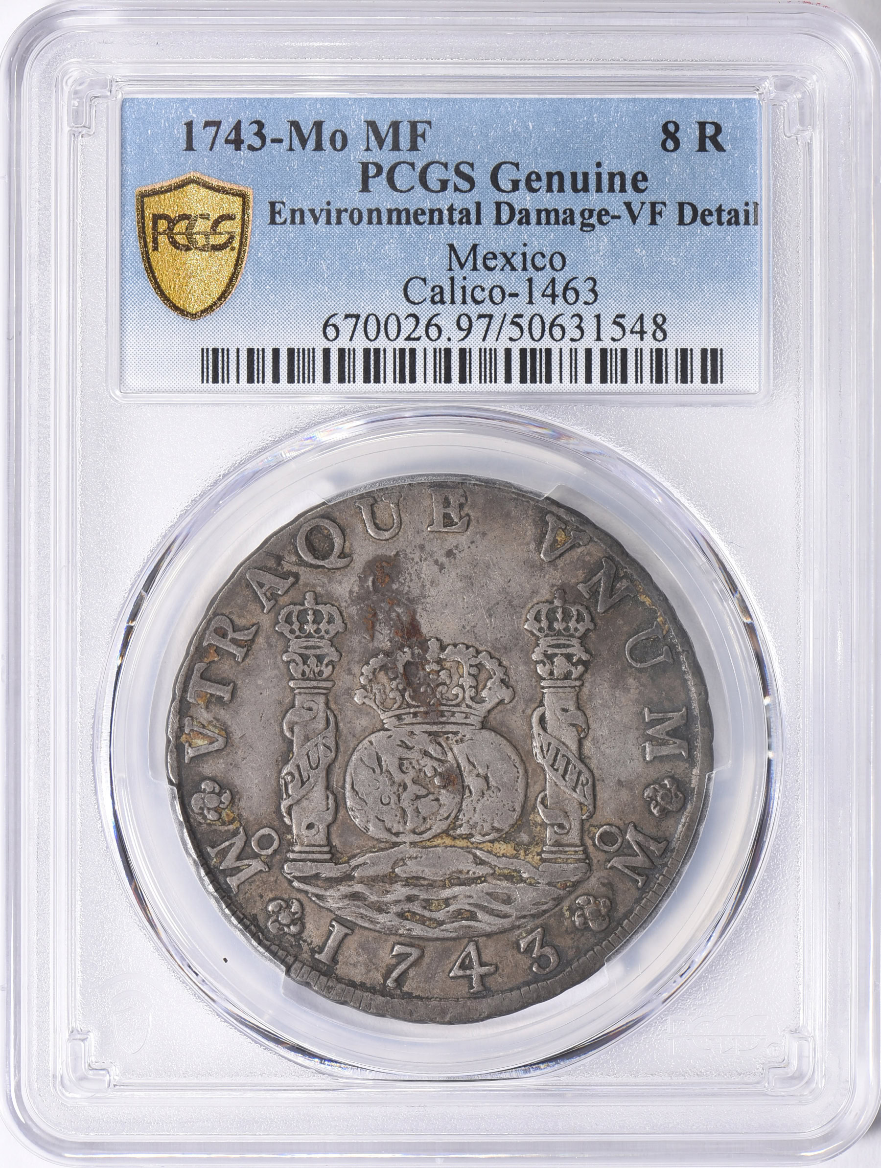 Mexico 1743-Mo MF Silver 8 Reales KM-103 PCGS Genuine VF Details (Item 1701854 ...