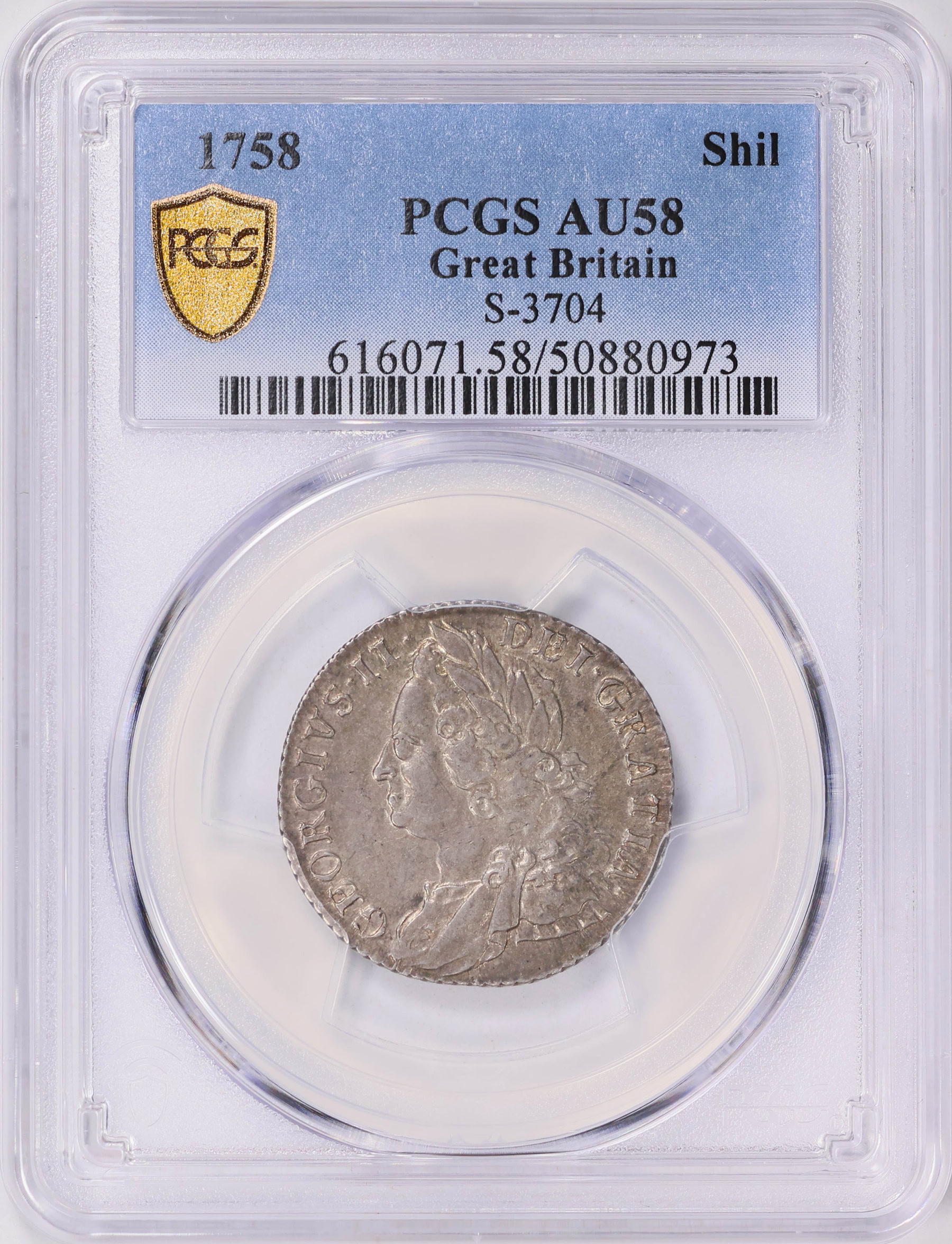 Great Britain 1758 Silver Shilling KM-583.3 PCGS AU-58 (Item 1702036 ...