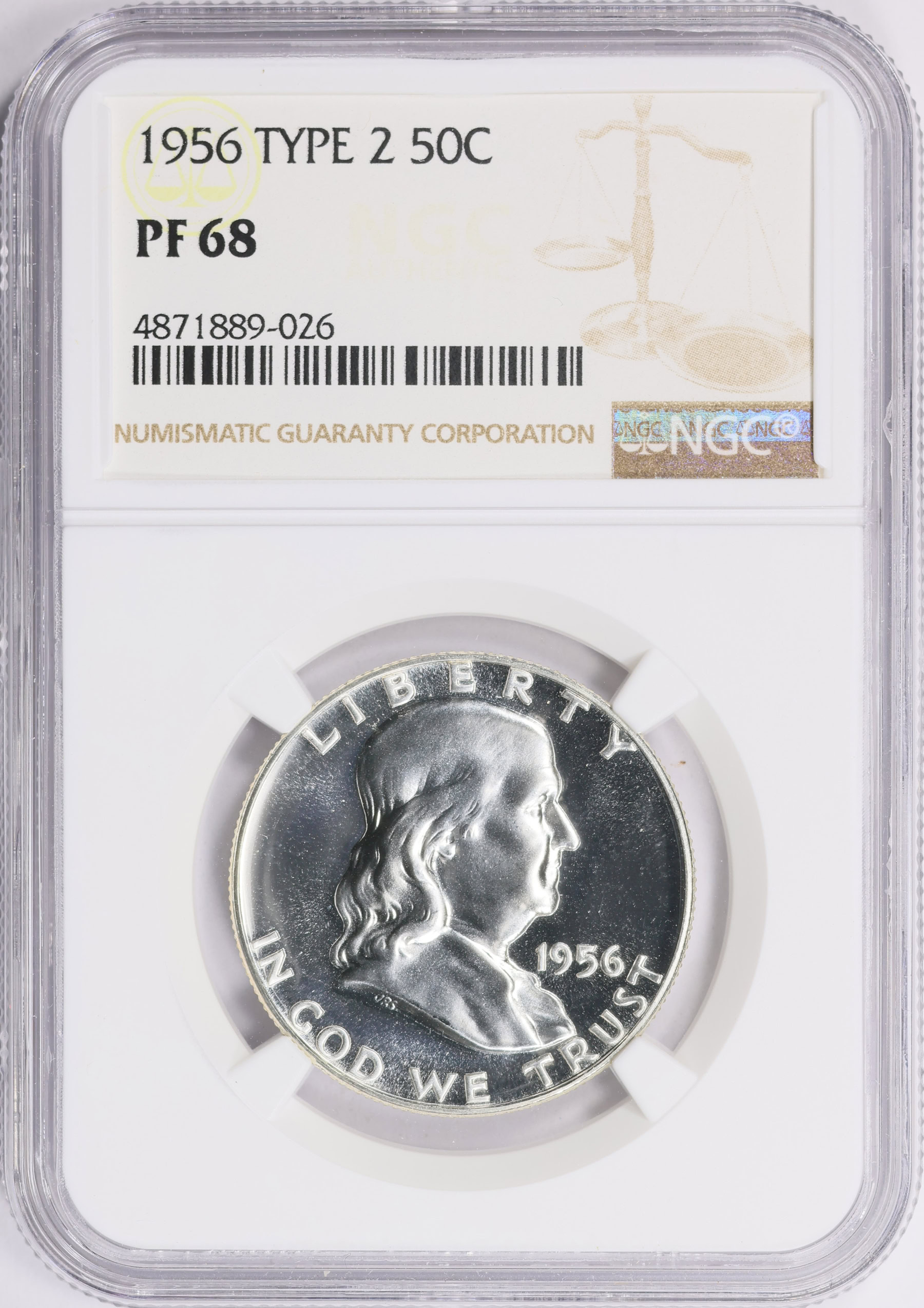1956 Franklin Half Dollar Type 2 NGC Proof-68 (Item 1702114) | GreatCollections Coin Auctions