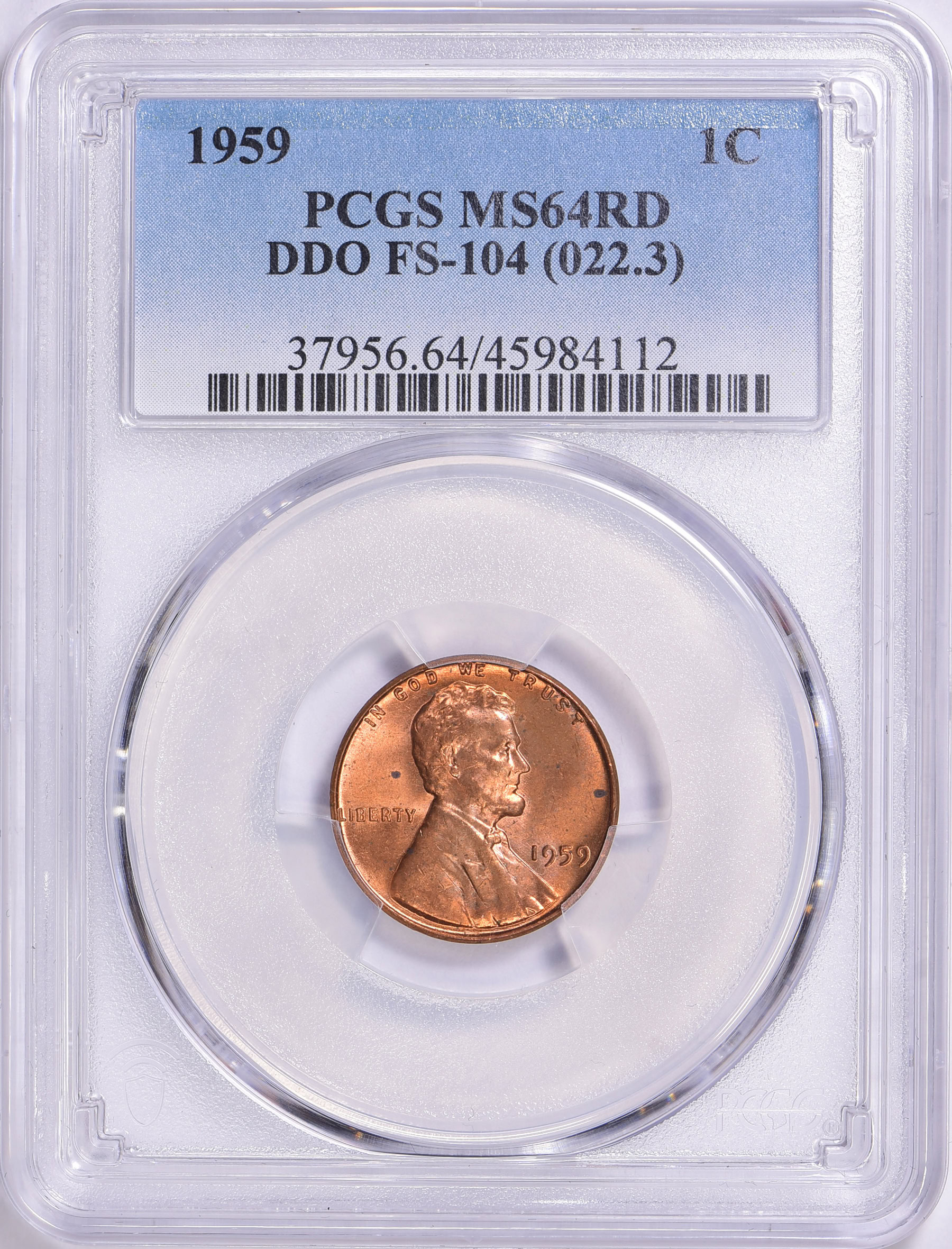 1959 Lincoln Cent Doubled Die Obverse FS-104 (022.3) PCGS MS-64 RD ...