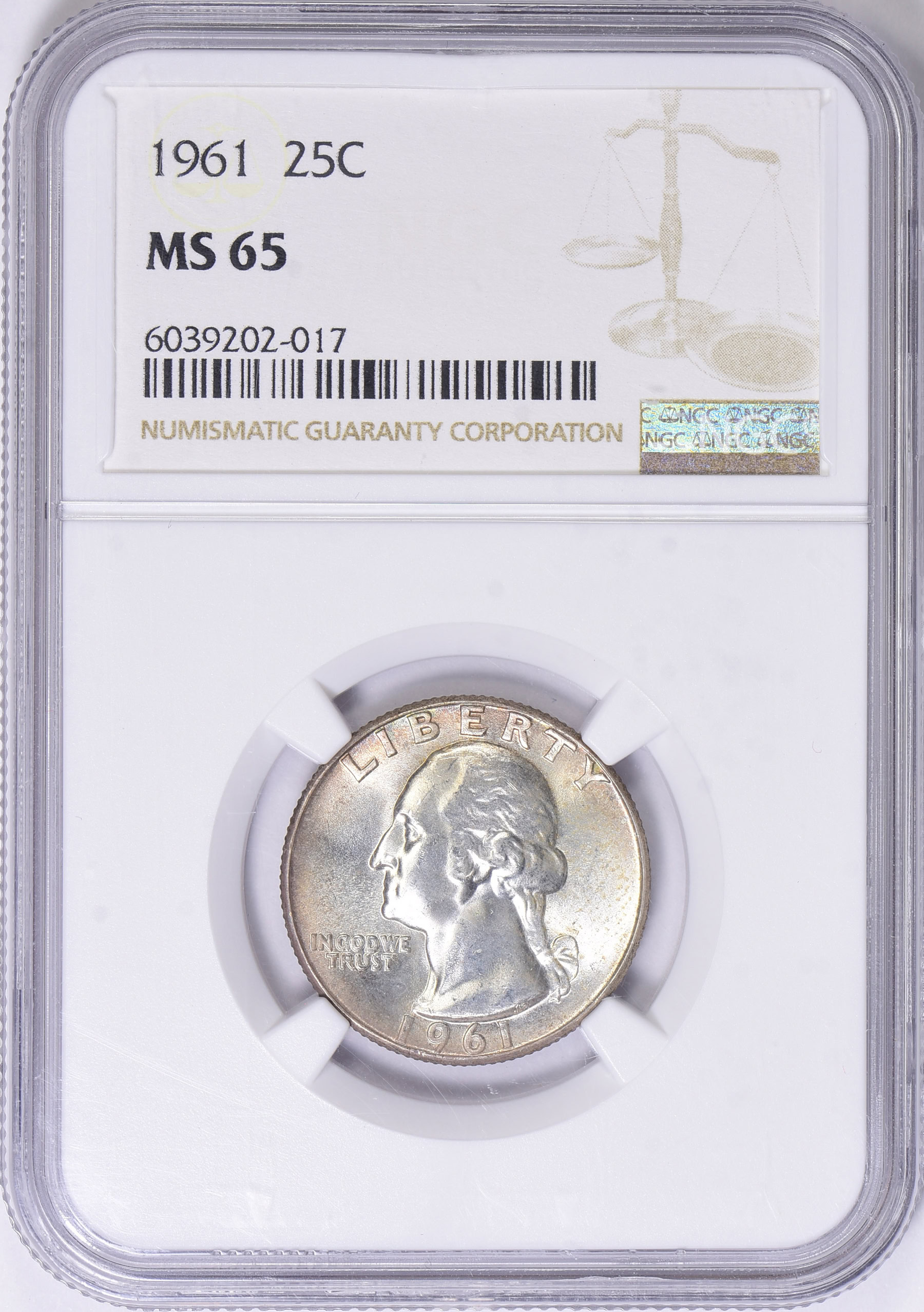 1961 Washington Quarter NGC MS-65 (Toned) (Item 1702414) | GreatCollections Coin Auctions