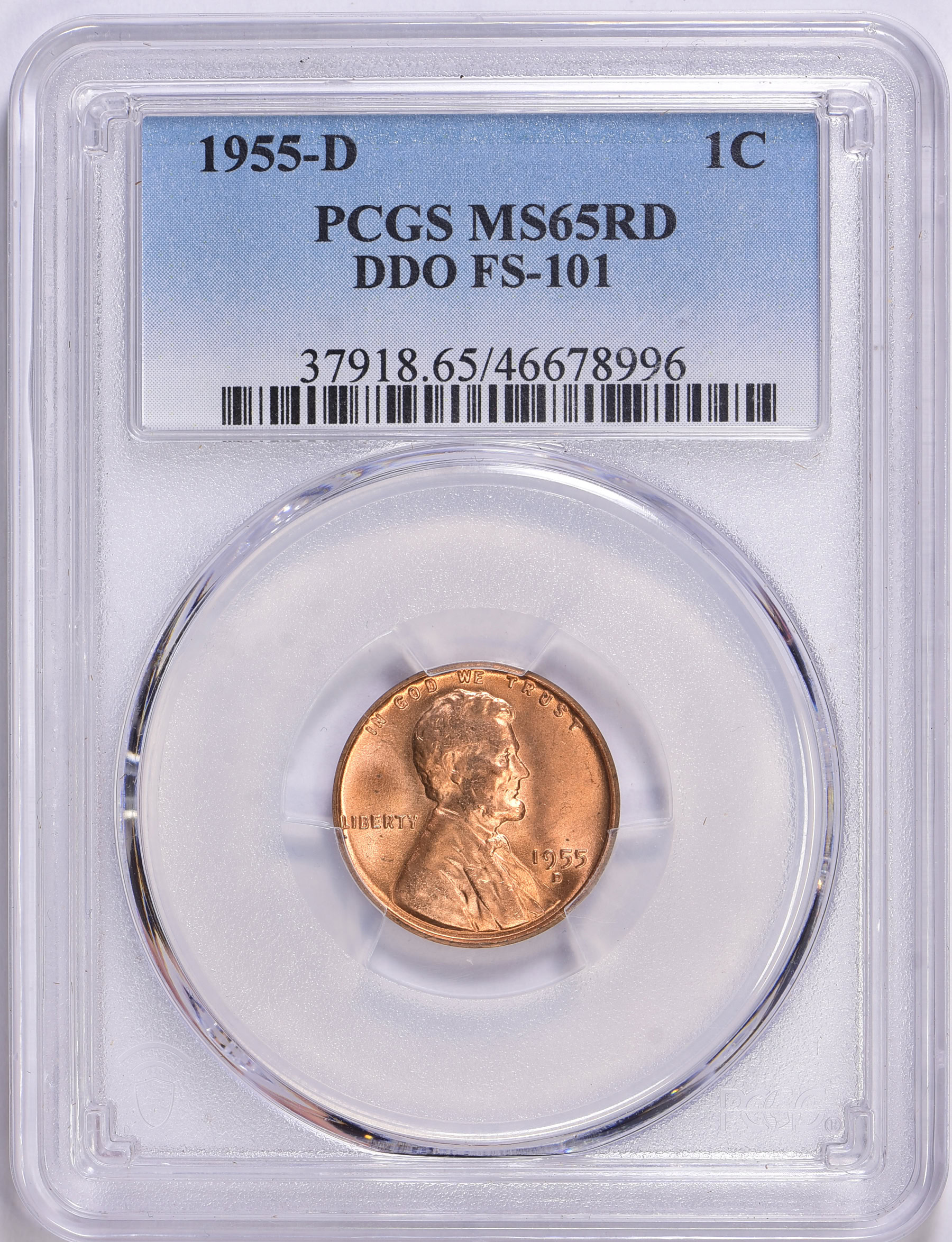 1955-D Lincoln Cent Doubled Die Obverse FS-101 PCGS MS-65 RD (Item 1702446) | GreatCollections ...