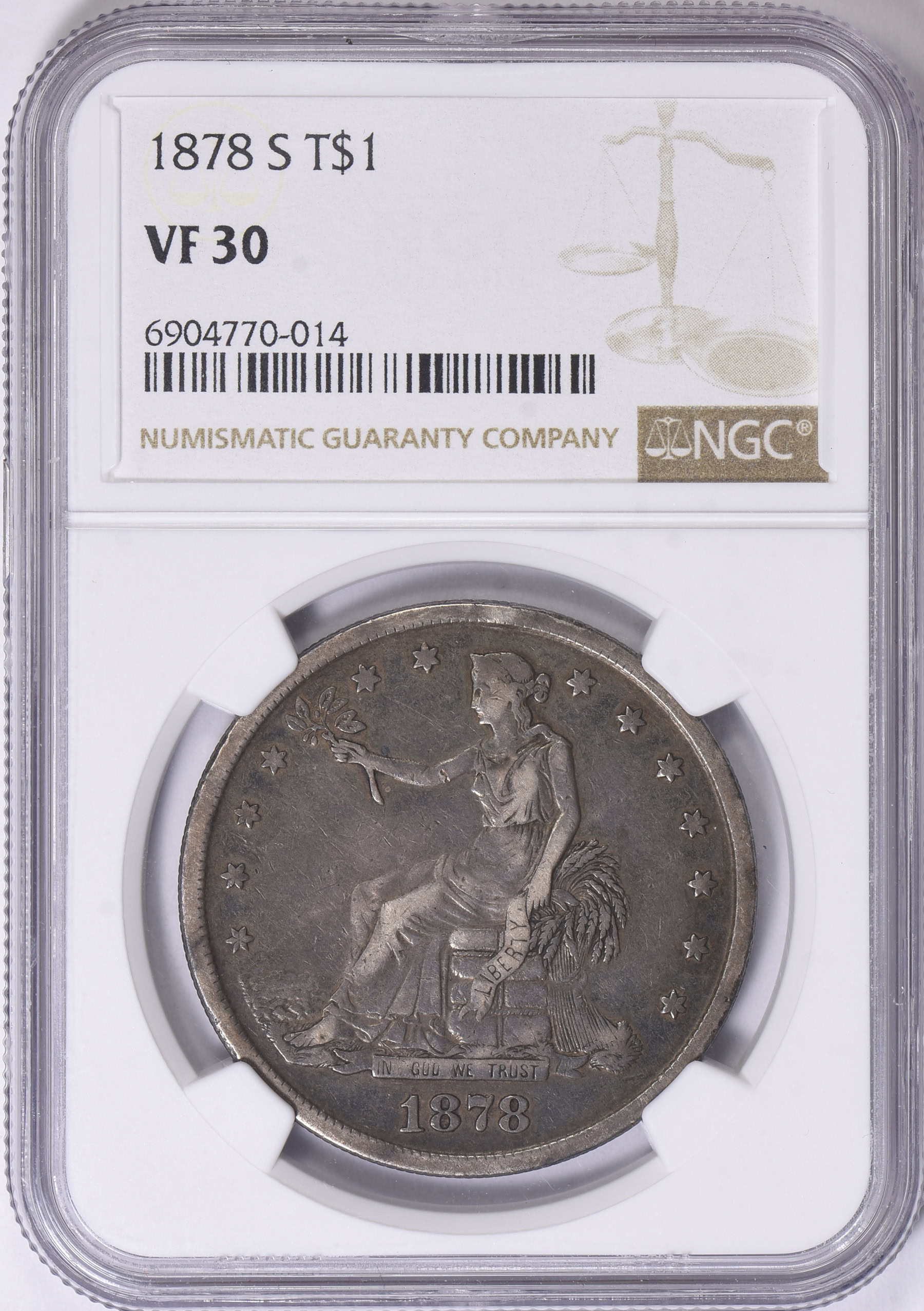 1878-S Trade Silver Dollar NGC VF-30 (Item 1702449) | GreatCollections Coin Auctions