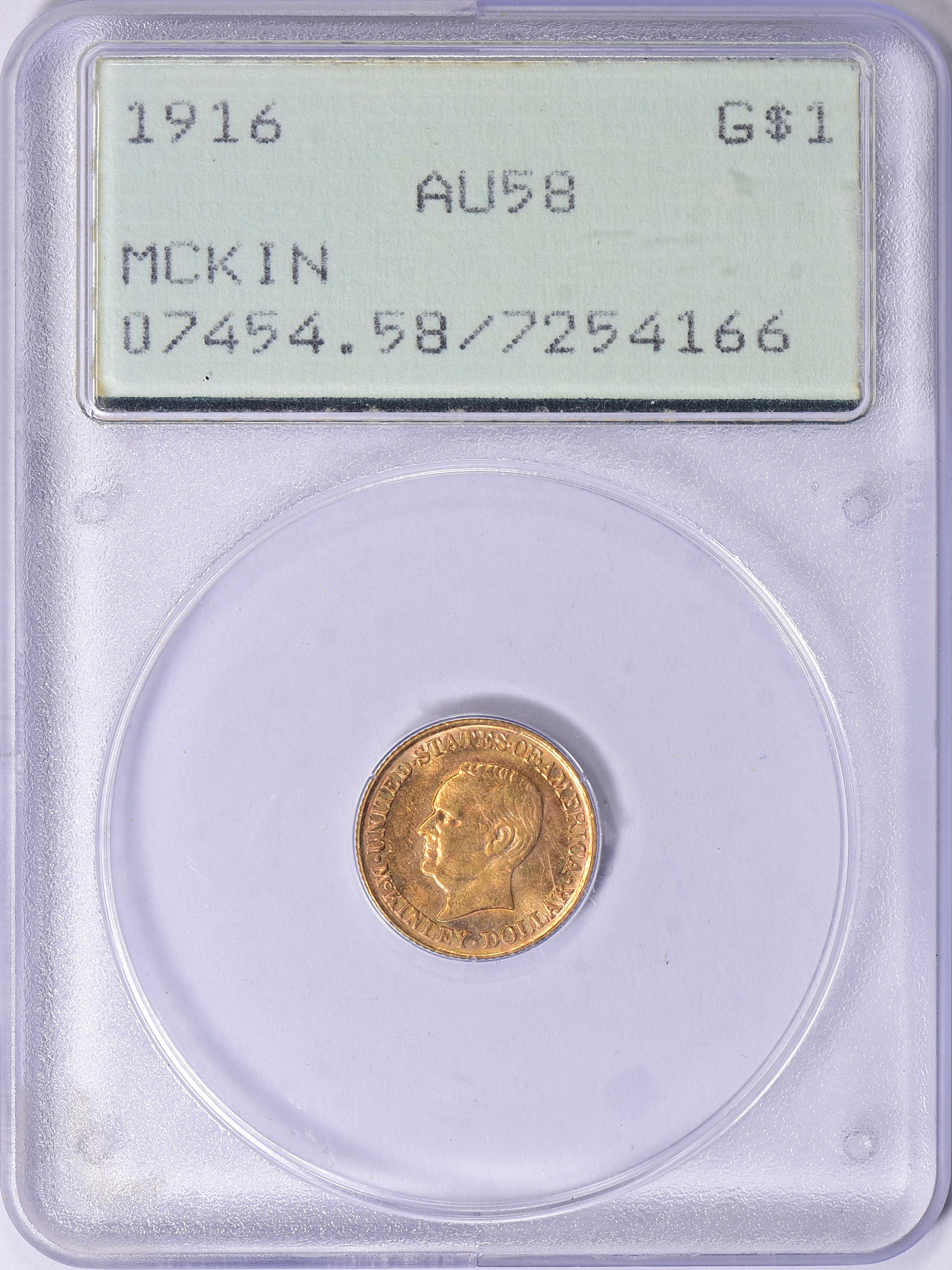 1916 McKinley Gold Dollar PCGS AU-58 OGH (1st Gen) (Item 1702516 ...