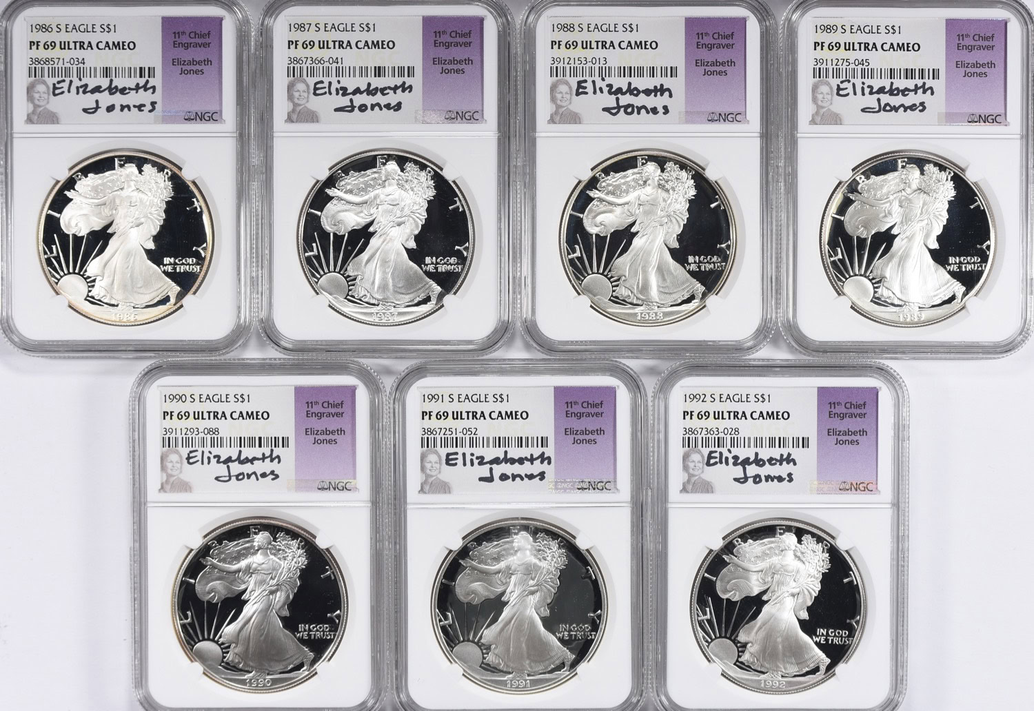 1986-S - 2014-W $1 Silver Eagle Date Run NGC Proof-69 UC (Elizabeth ...