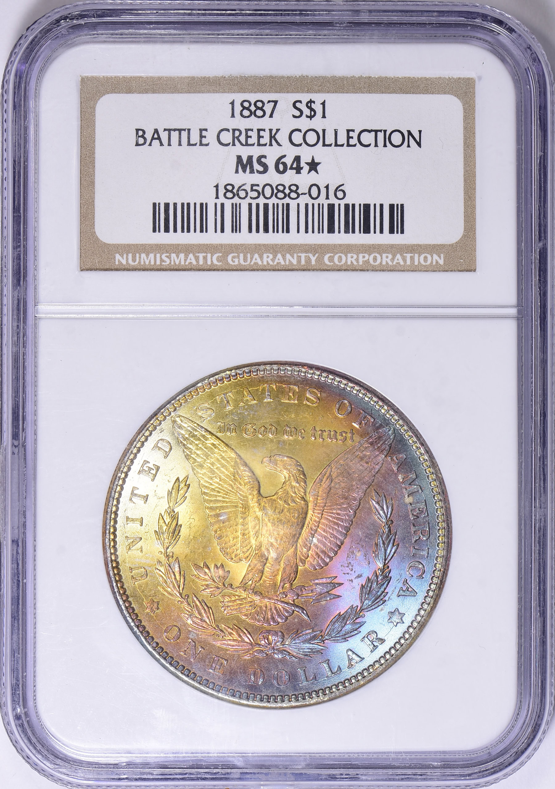1887 Morgan Silver Dollar NGC MS-64 ★ (Toned) (Battle Creek Collection) (Item 1702554 ...
