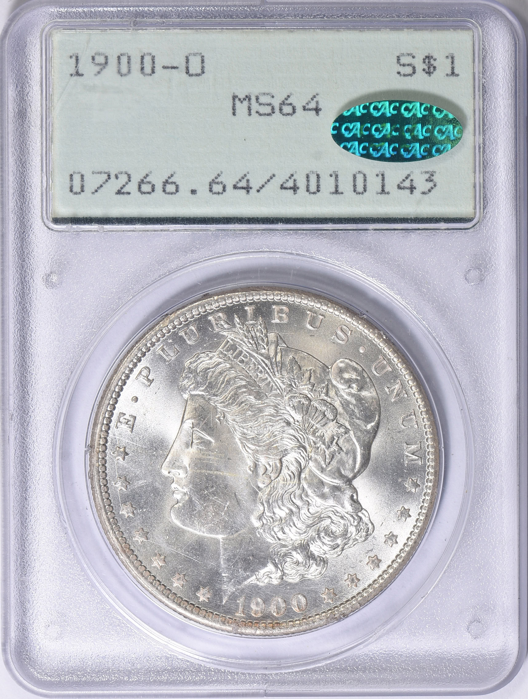 1900-O Morgan Silver Dollar PCGS MS-64 (CAC Green) OGH (1st Gen) (Item 1702562 ...