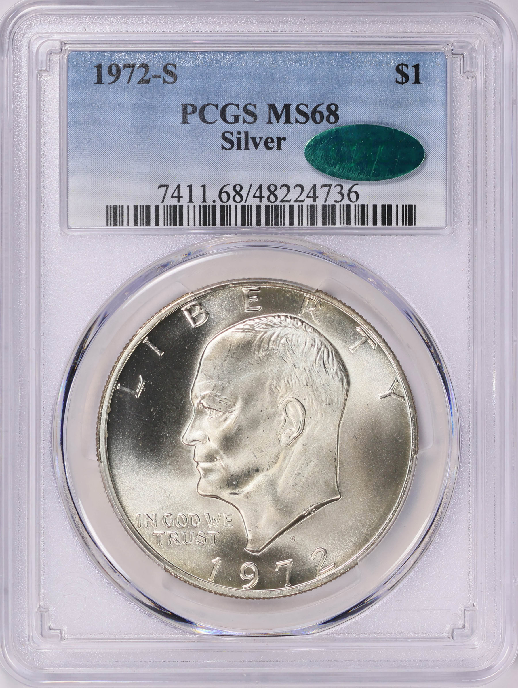 1972-S Eisenhower Dollar Silver PCGS MS-68 (CAC Green) (Item 1702592 ...