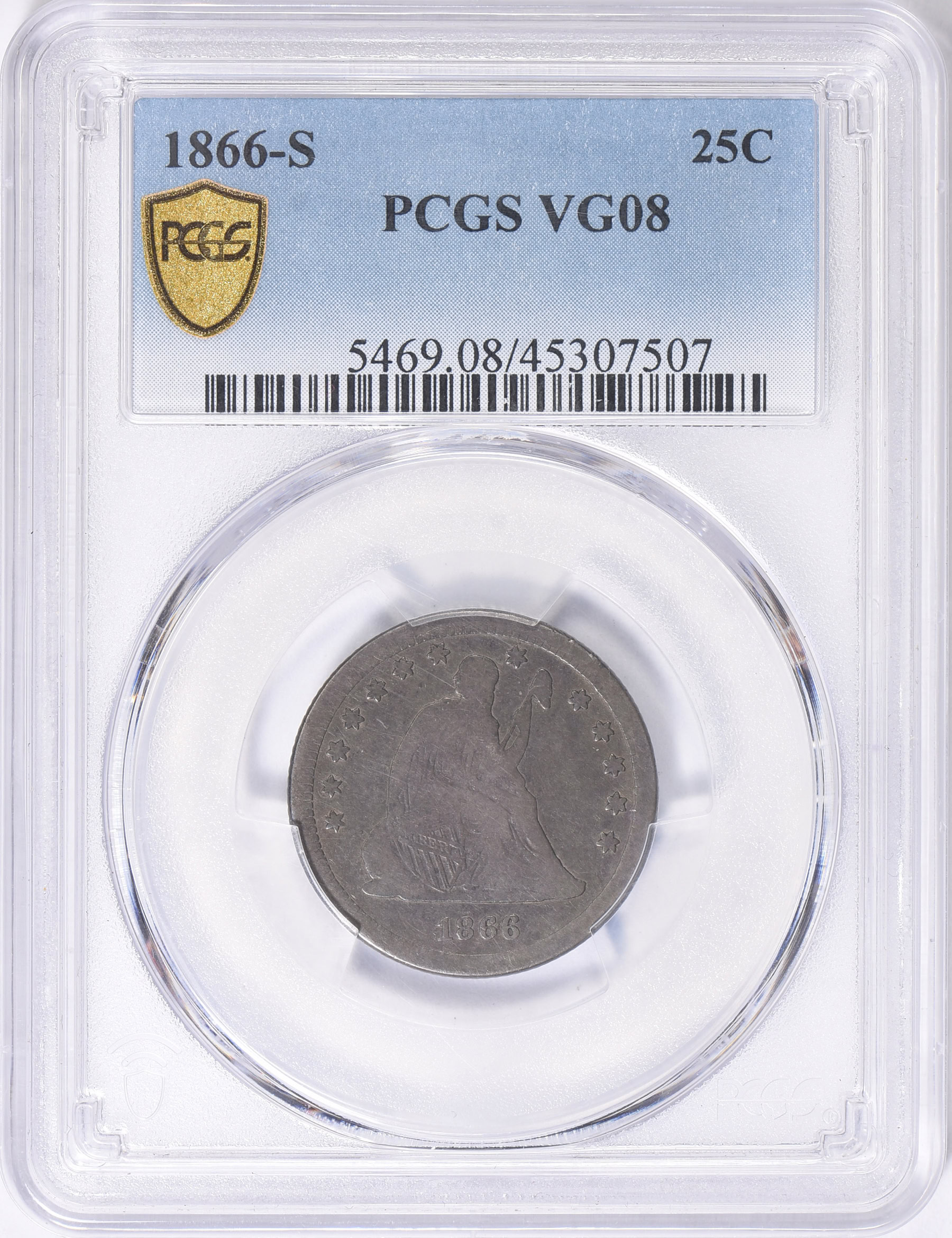 1866-S Seated Liberty Quarter PCGS VG-08 (Item 1702657 ...