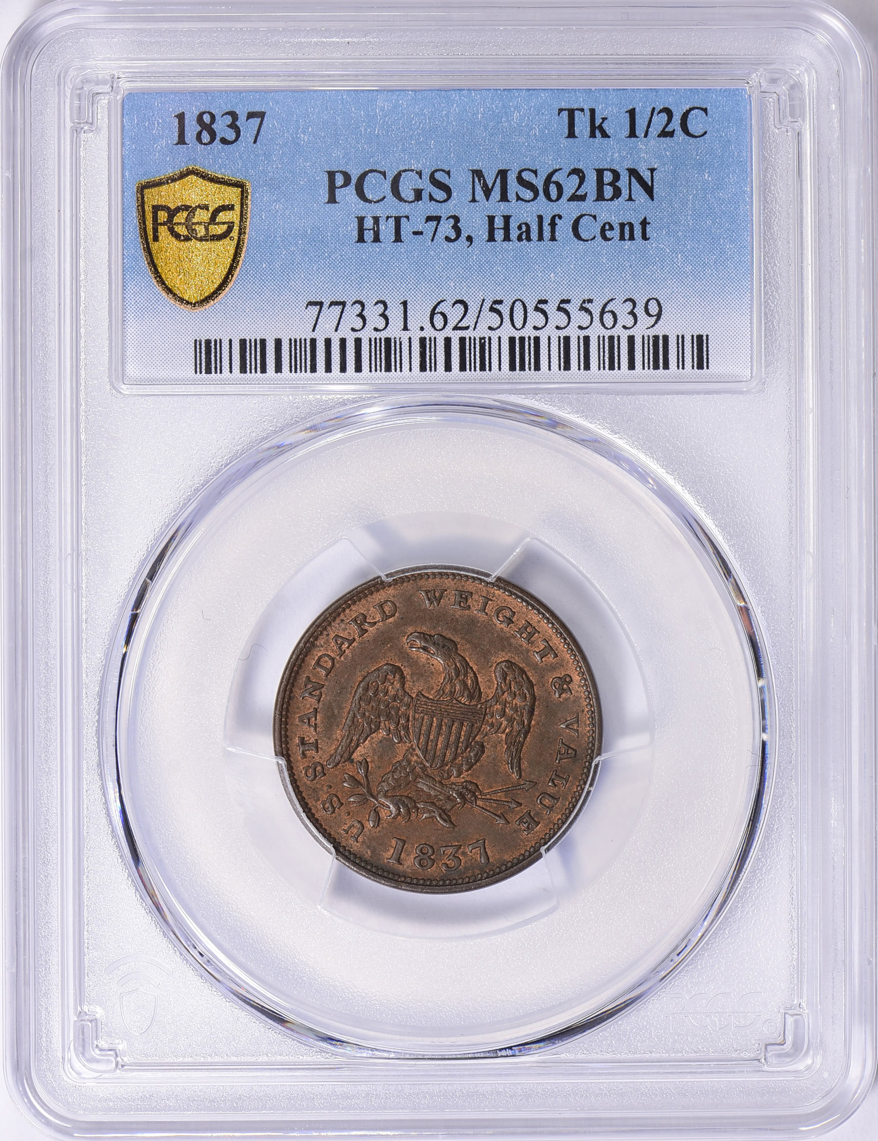 1837 Hard Times Token HT-73 Half Cent PCGS MS-62 BN (Item 1702693 ...