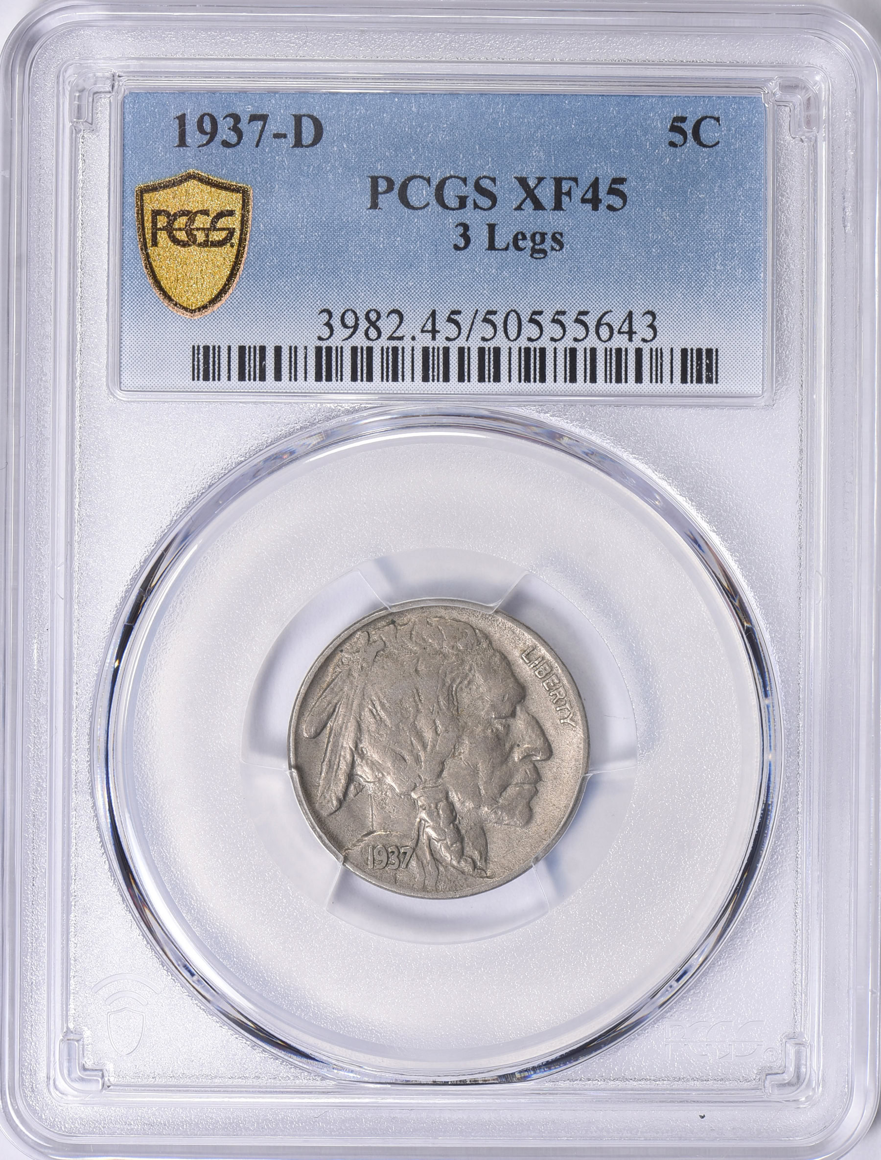 1937-D Buffalo Nickel 3 Legs PCGS XF-45 (Item 1702696) | GreatCollections Coin Auctions