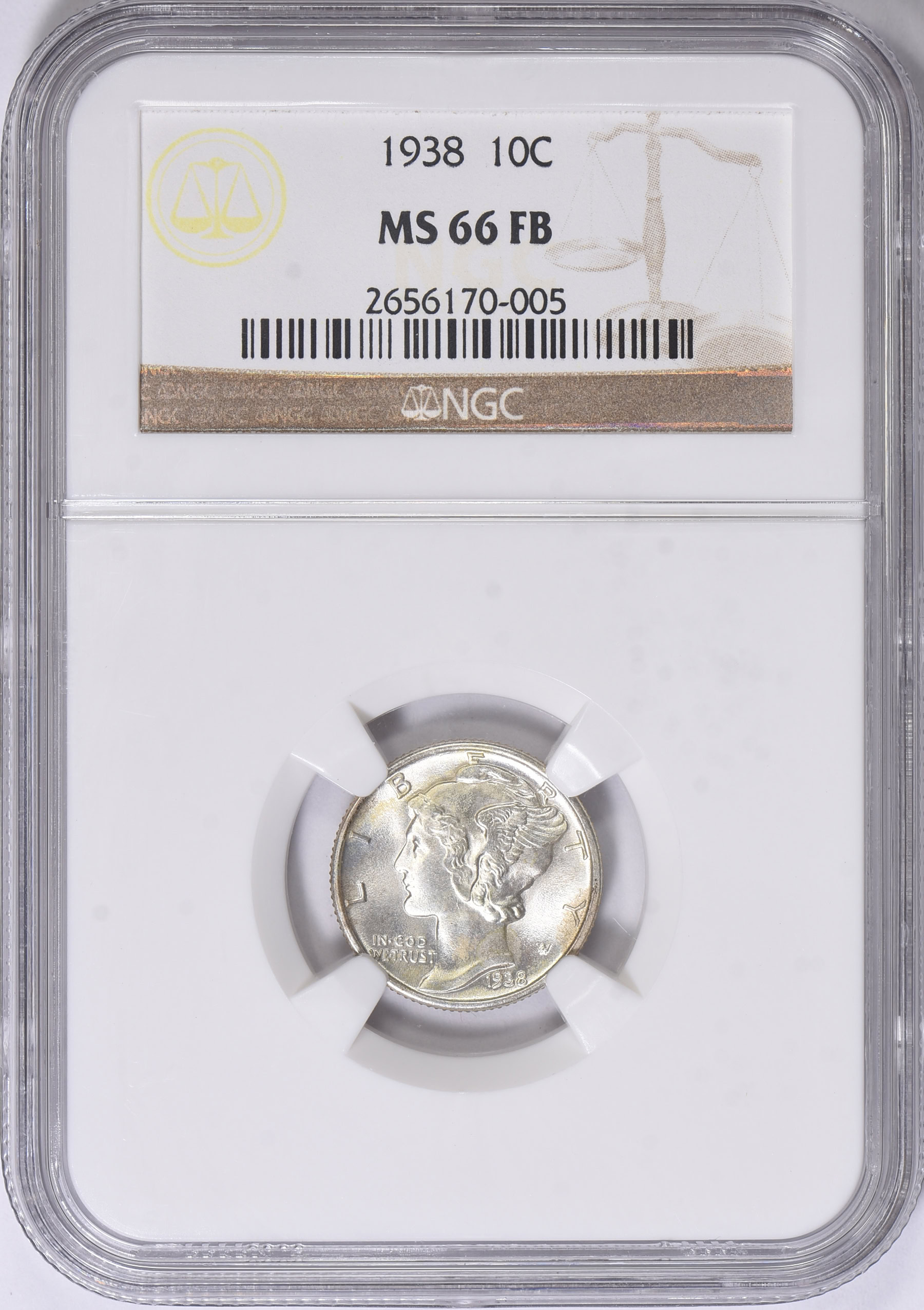 1938 Mercury Dime NGC MS-66 FB (Item 1702736) | GreatCollections Coin Auctions