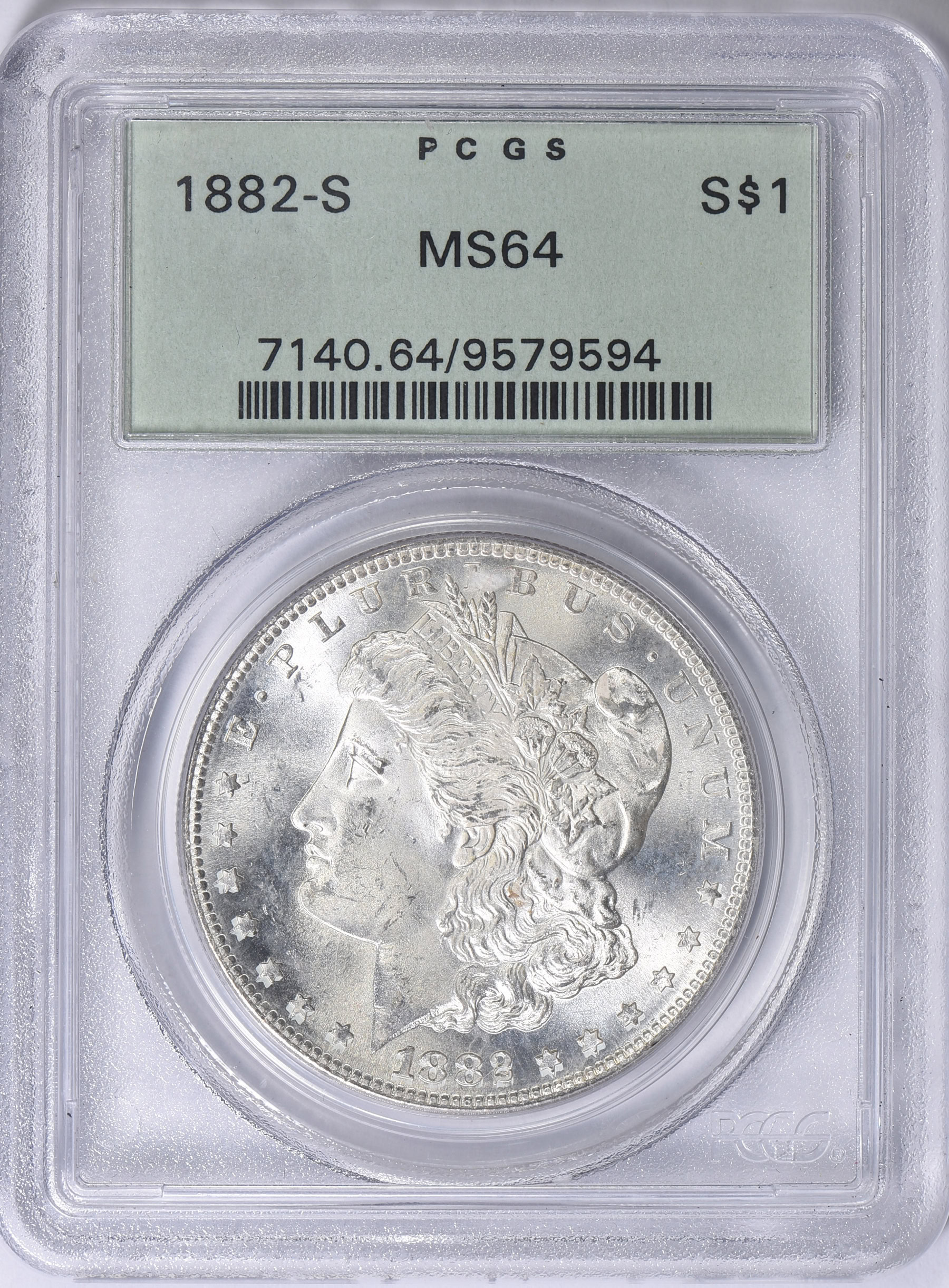 1882-S Morgan Silver Dollar PCGS MS-64 OGH (Item 1702840) | GreatCollections Coin Auctions