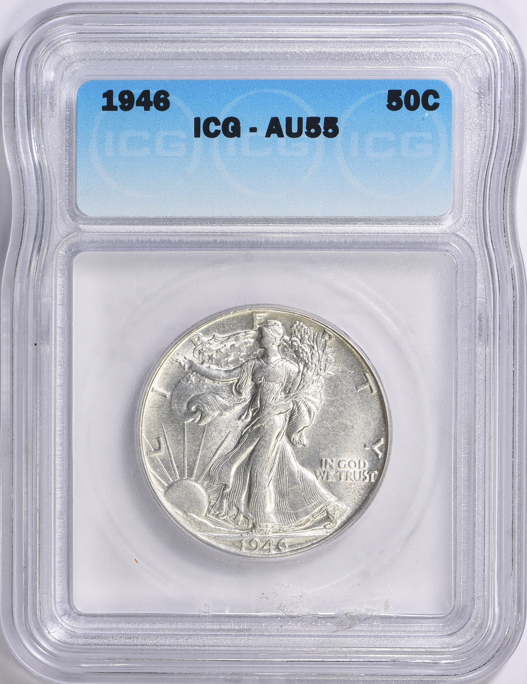 1946 Walking Liberty Half Dollar ICG AU-55 (Item 1702867) | GreatCollections Coin Auctions