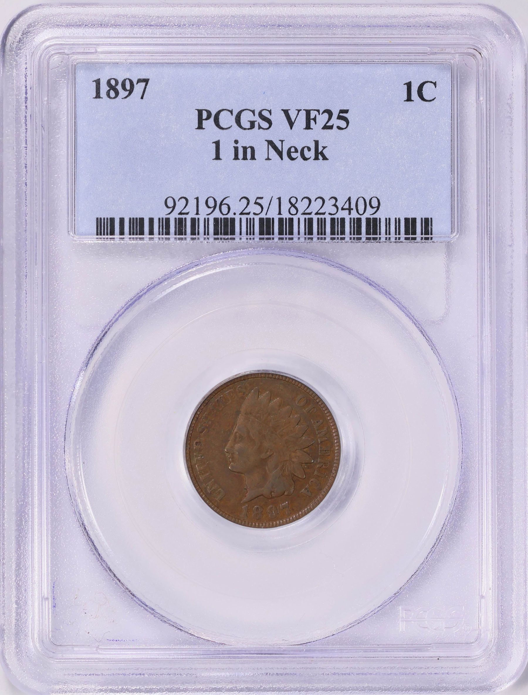 1897 Indian Cent 1 in Neck PCGS VF-25 BN (Item 1702904 ...