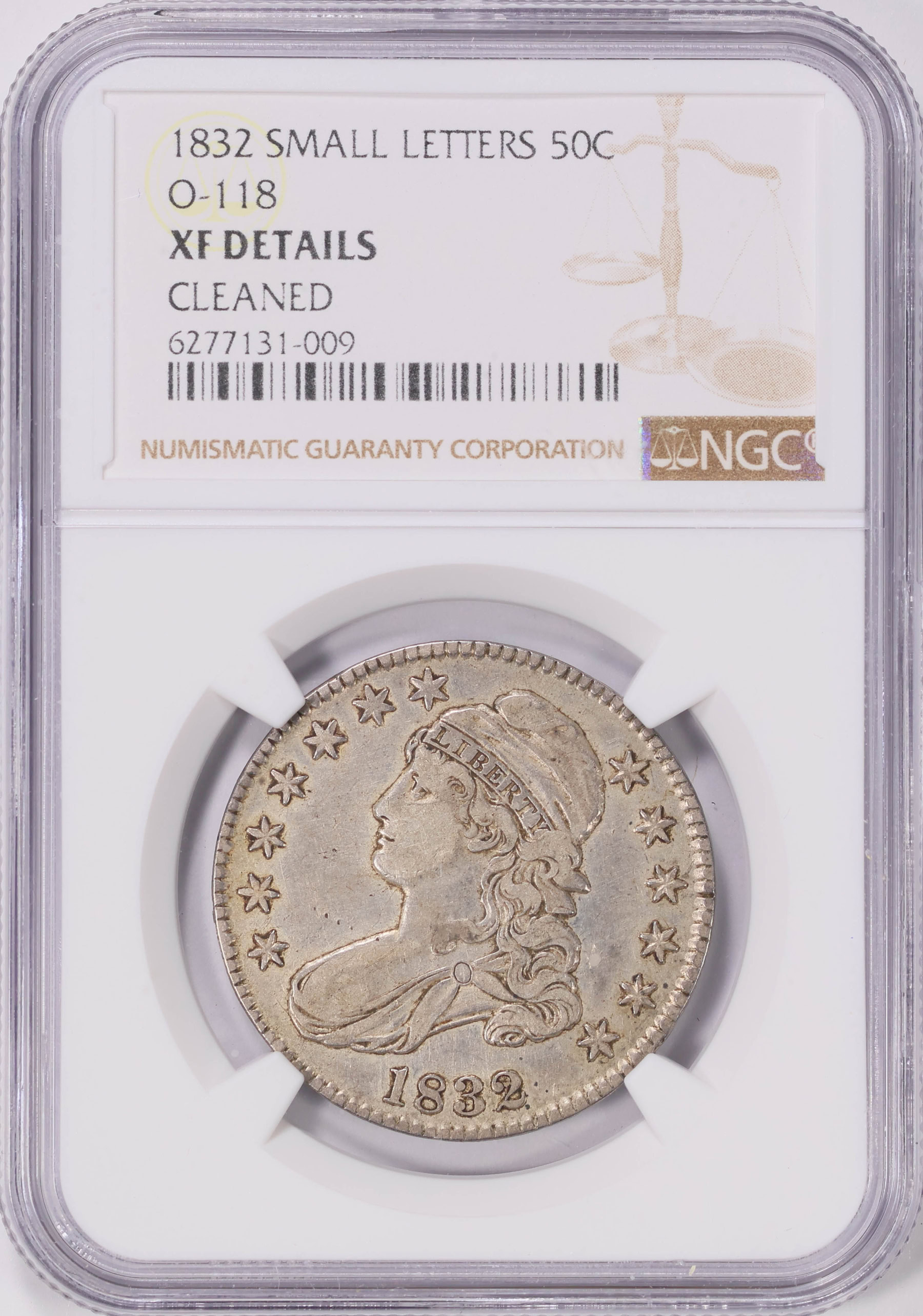 1832 Capped Bust Half Dollar Small Letters Overton 118 NGC XF Details ...