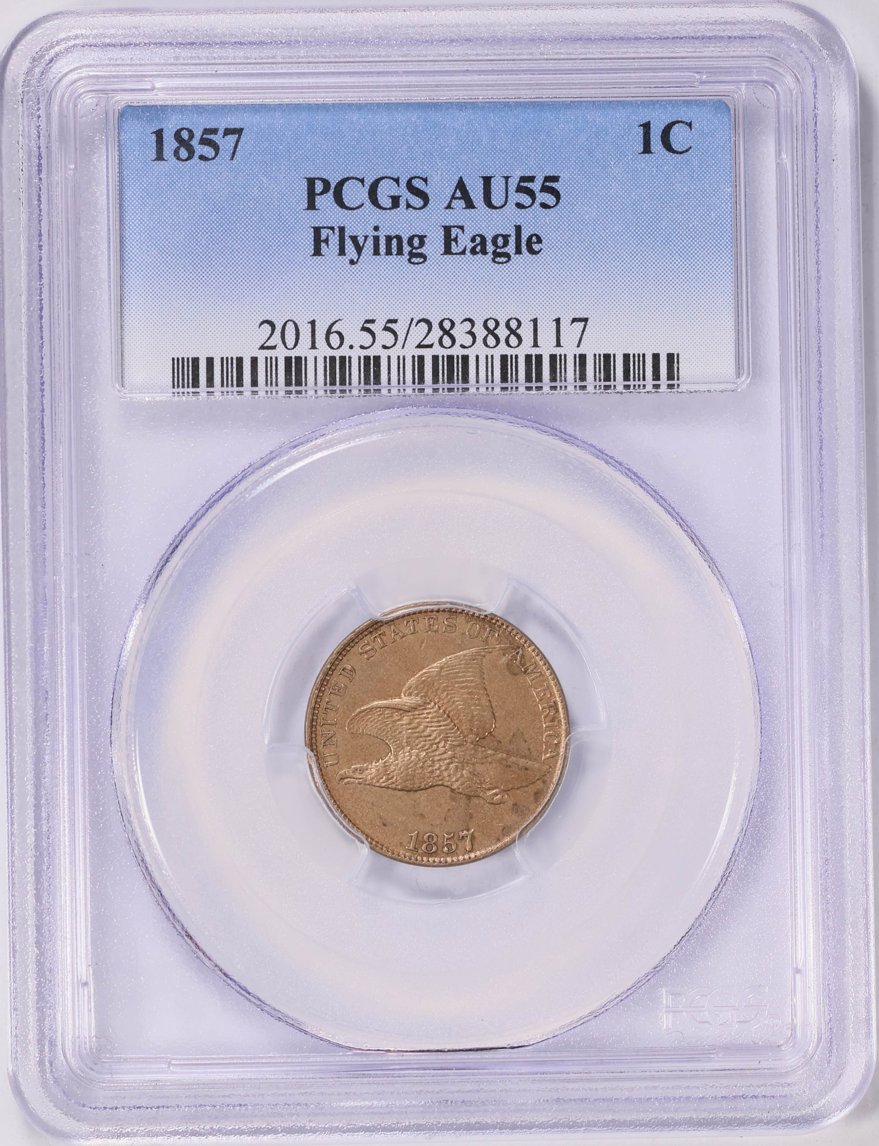 1857 Flying Eagle Cent PCGS AU-55 (Item 1702960) | GreatCollections Coin Auctions
