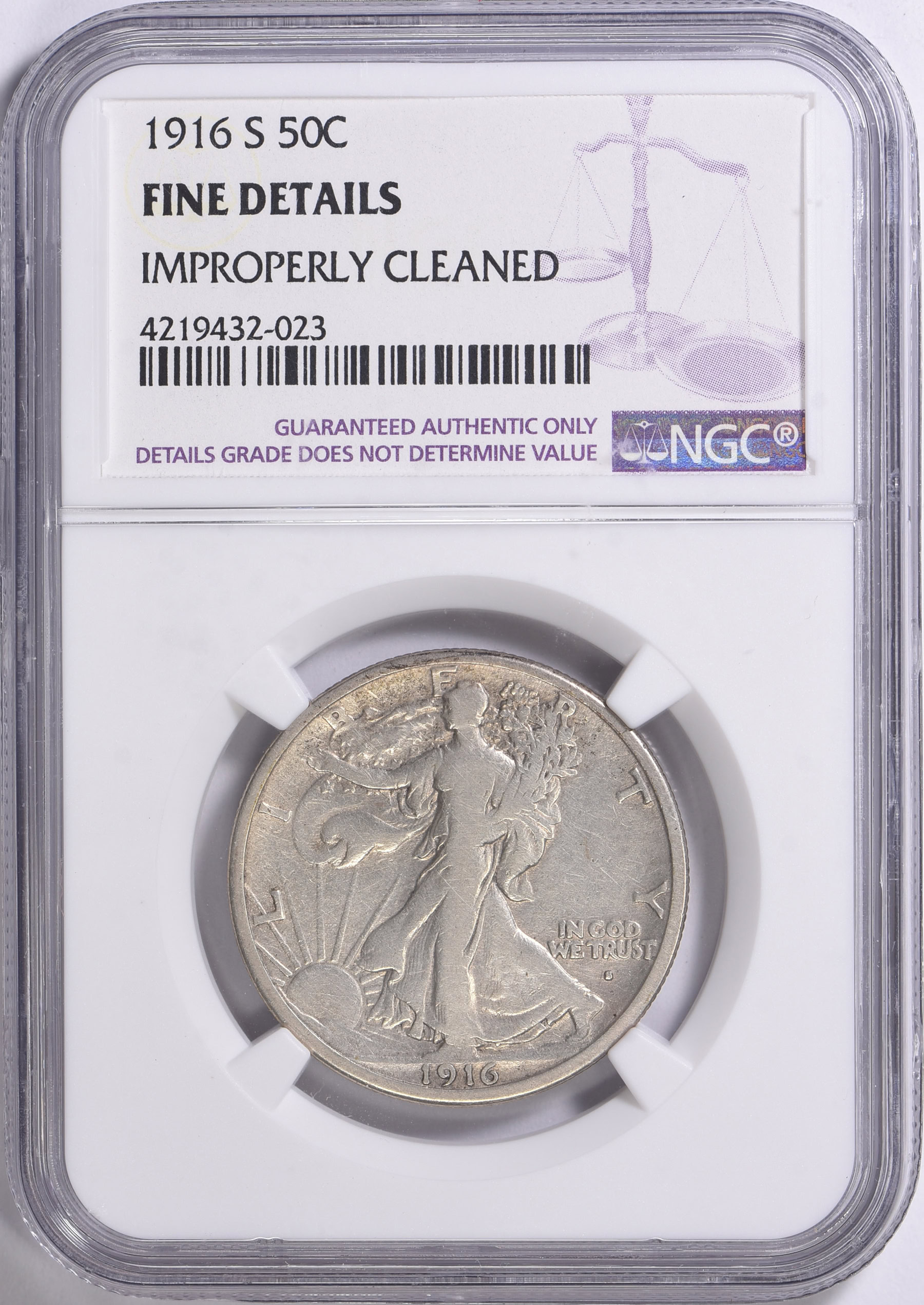 1916-S Walking Liberty Half Dollar NGC Fine Details (Item 1702976 ...