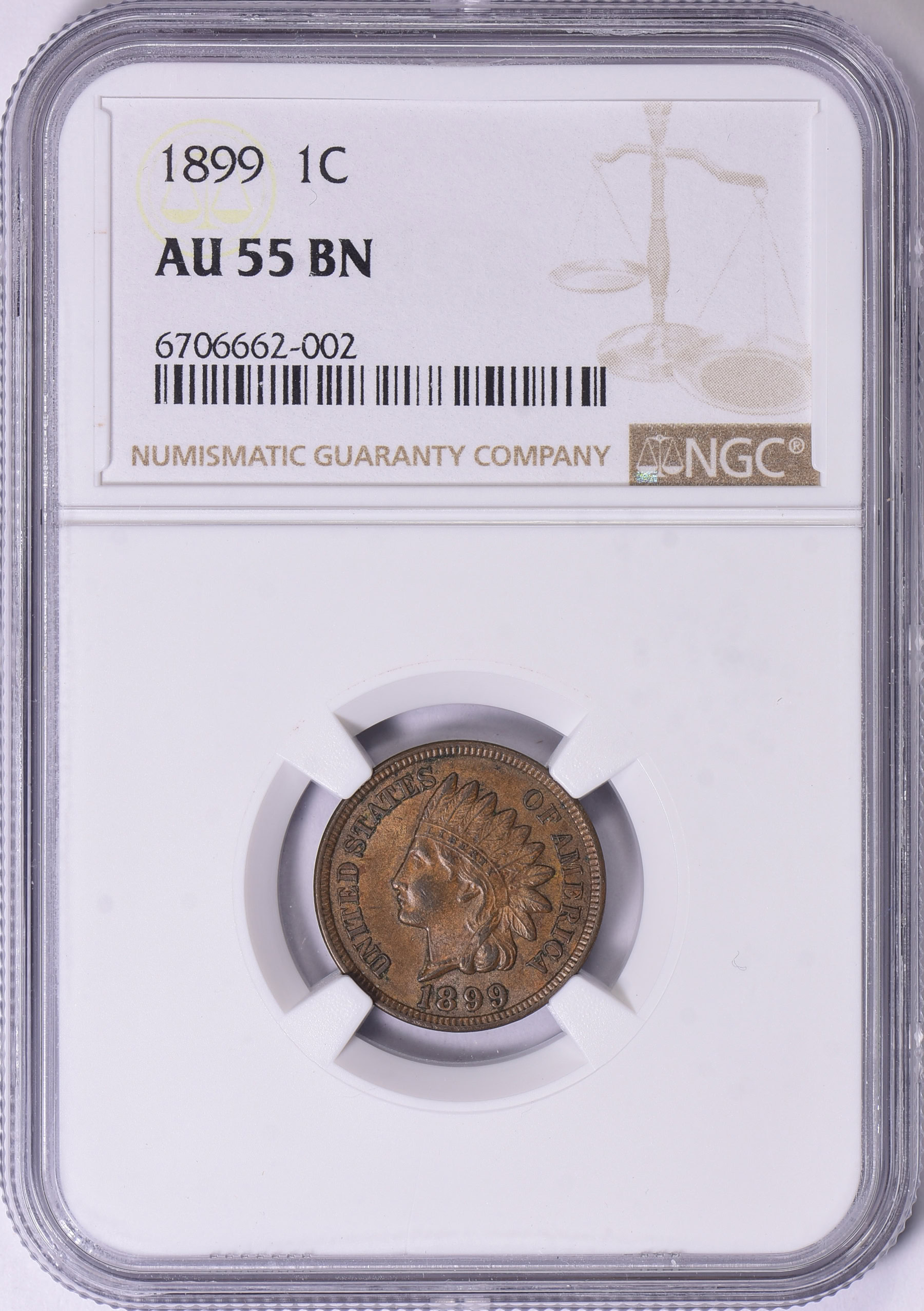 1899 Indian Cent NGC AU-55 BN (Item 1702984) | GreatCollections Coin ...