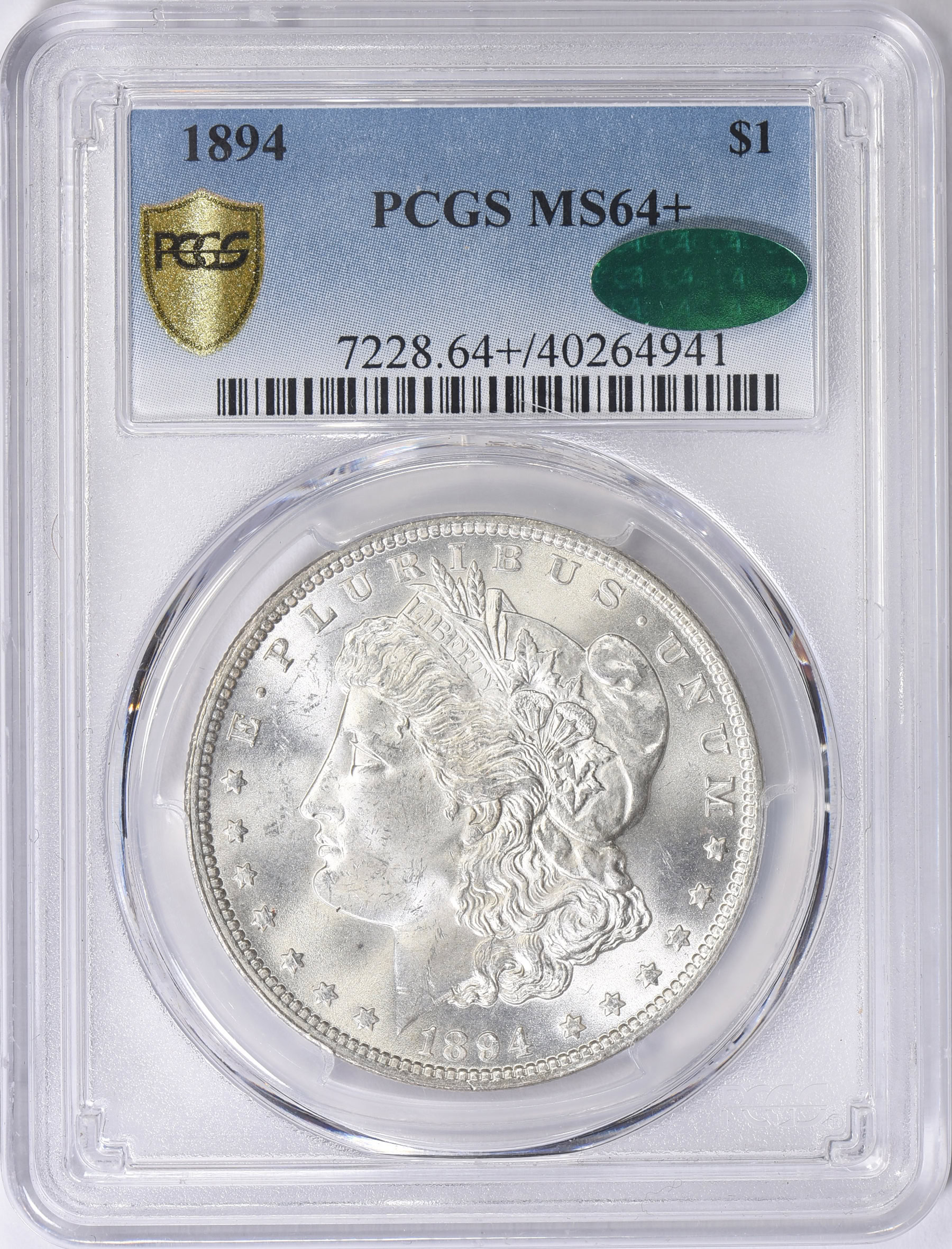 1894 Morgan Silver Dollar PCGS MS-64+ (CAC Green) (Item 1703015) | GreatCollections Coin Auctions