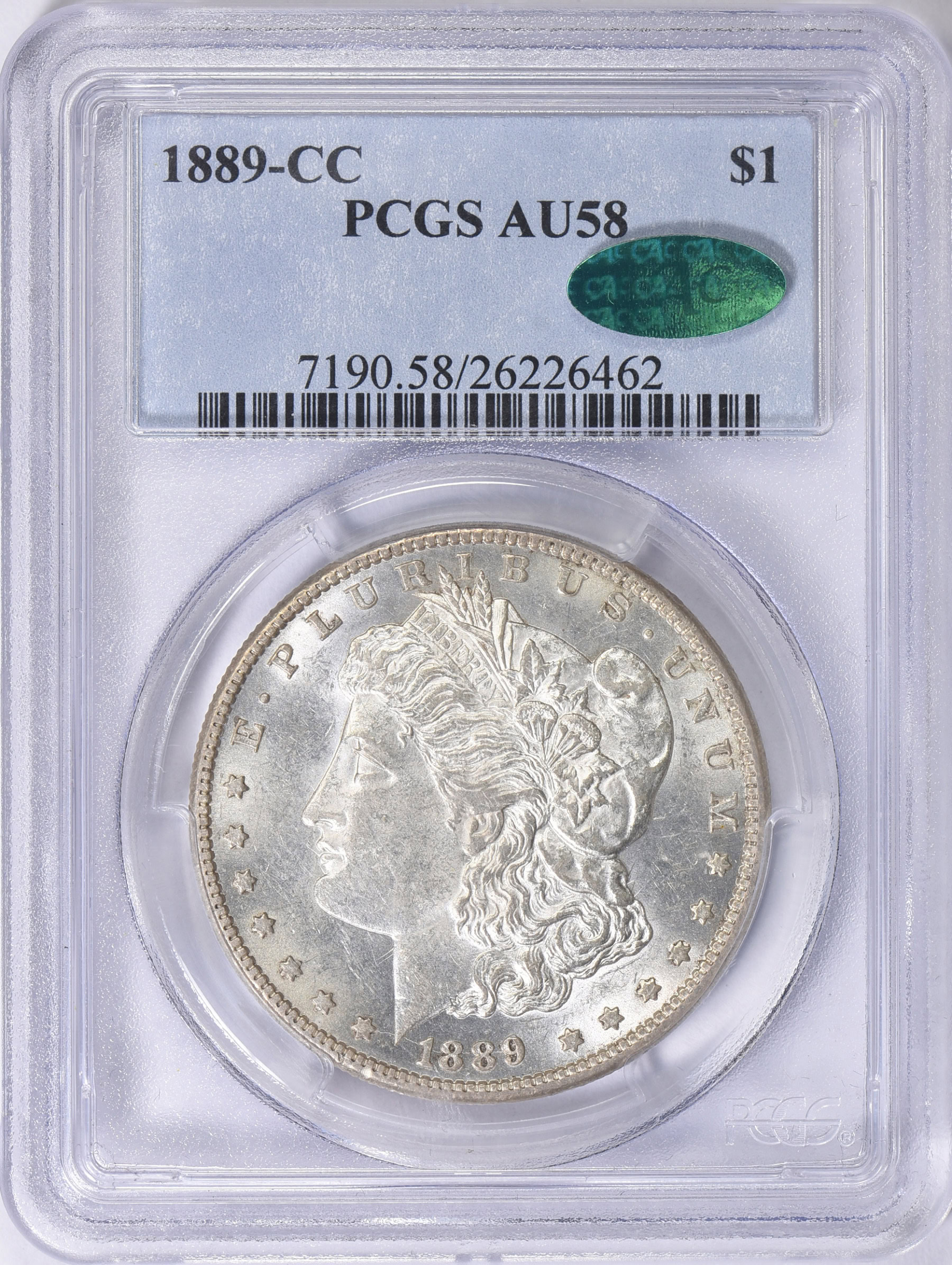 1889-CC Morgan Silver Dollar PCGS AU-58 (CAC Green) (Item 1703021 ...