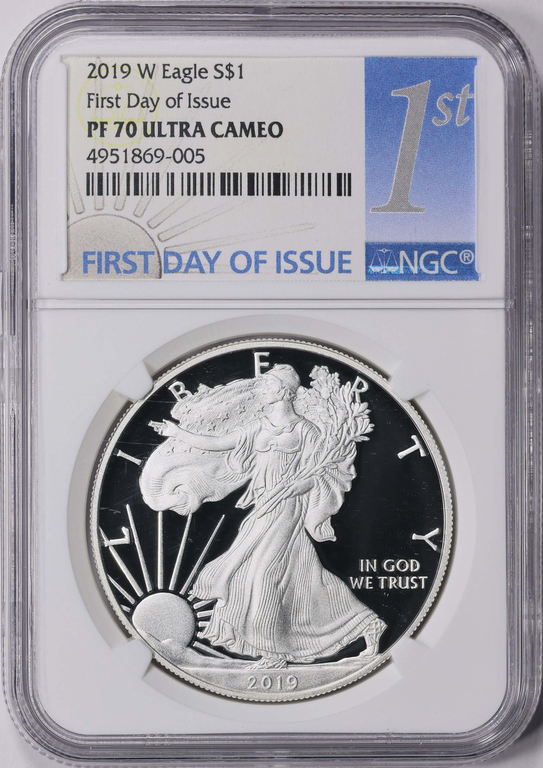 2019-W $1 Silver Eagle First Day of Issue NGC Proof-70 UC (Item 1703104 ...