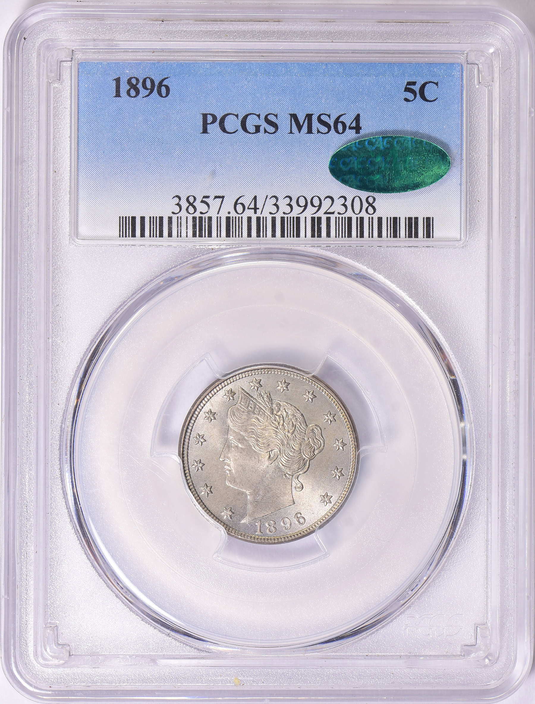 1896 Liberty Nickel PCGS MS-64 (CAC Green) (Item 1703160) | GreatCollections Coin Auctions