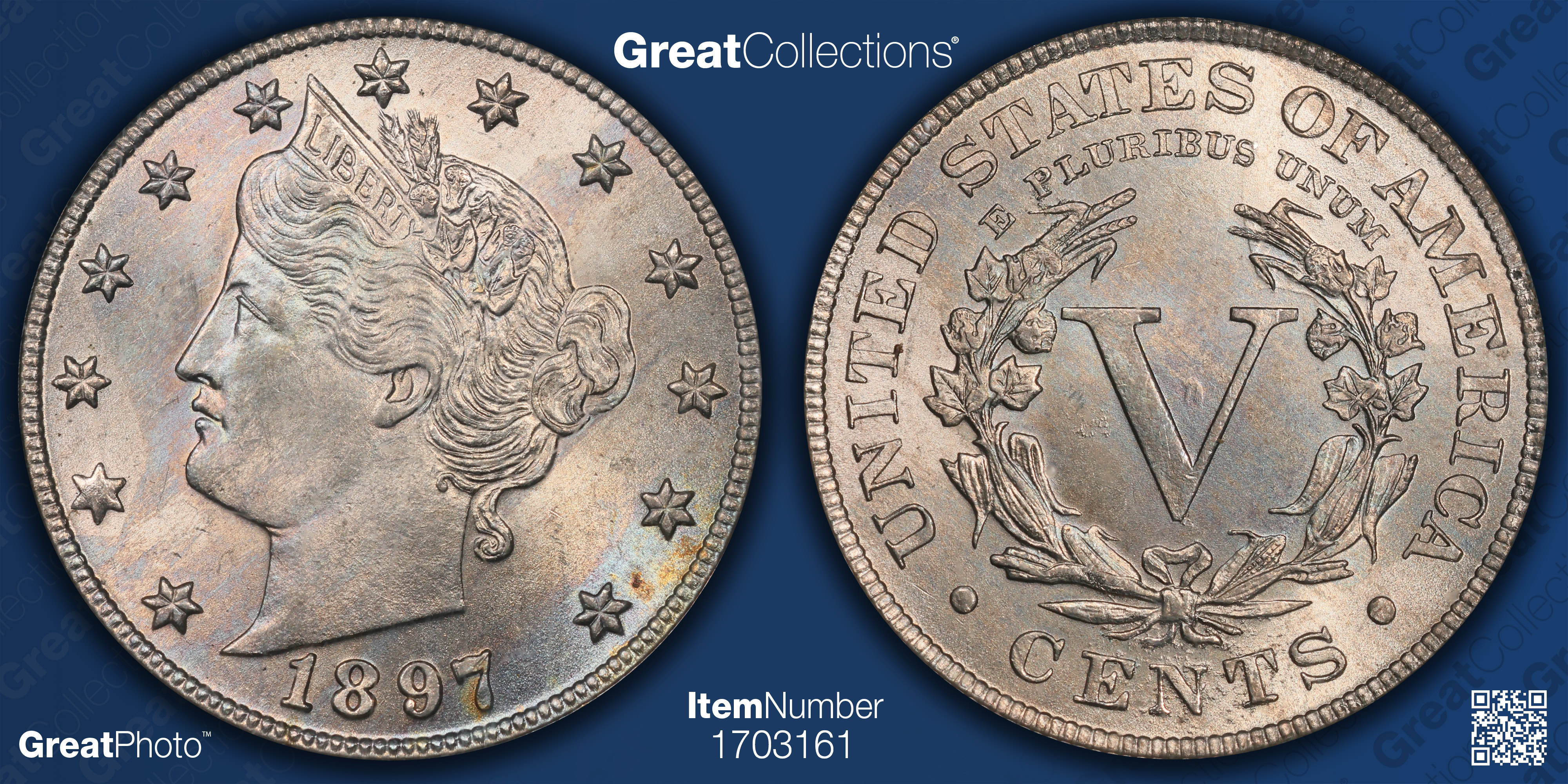 1897 Liberty Nickel PCGS MS-64 (Toned) (Item 1703161 ...