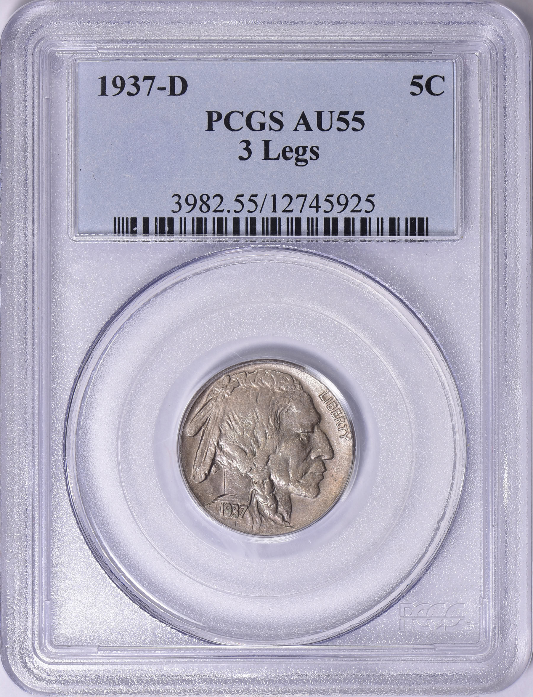 1937-D Buffalo Nickel 3 Legs PCGS AU-55 (Item 1703171) | GreatCollections Coin Auctions