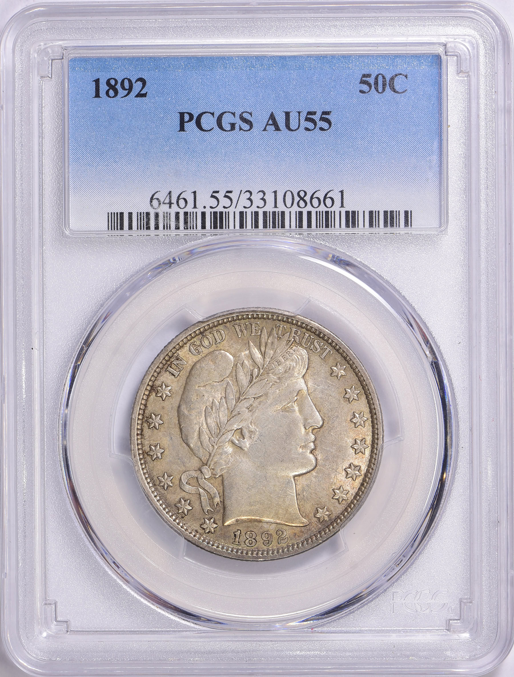 1892 Barber Half Dollar PCGS AU-55 (Item 1703175) | GreatCollections ...